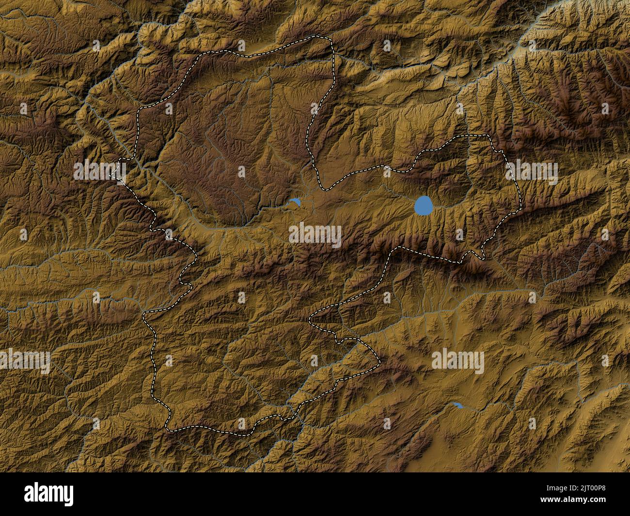 Bamyan, province of Afghanistan. Colored elevation map with lakes and ...