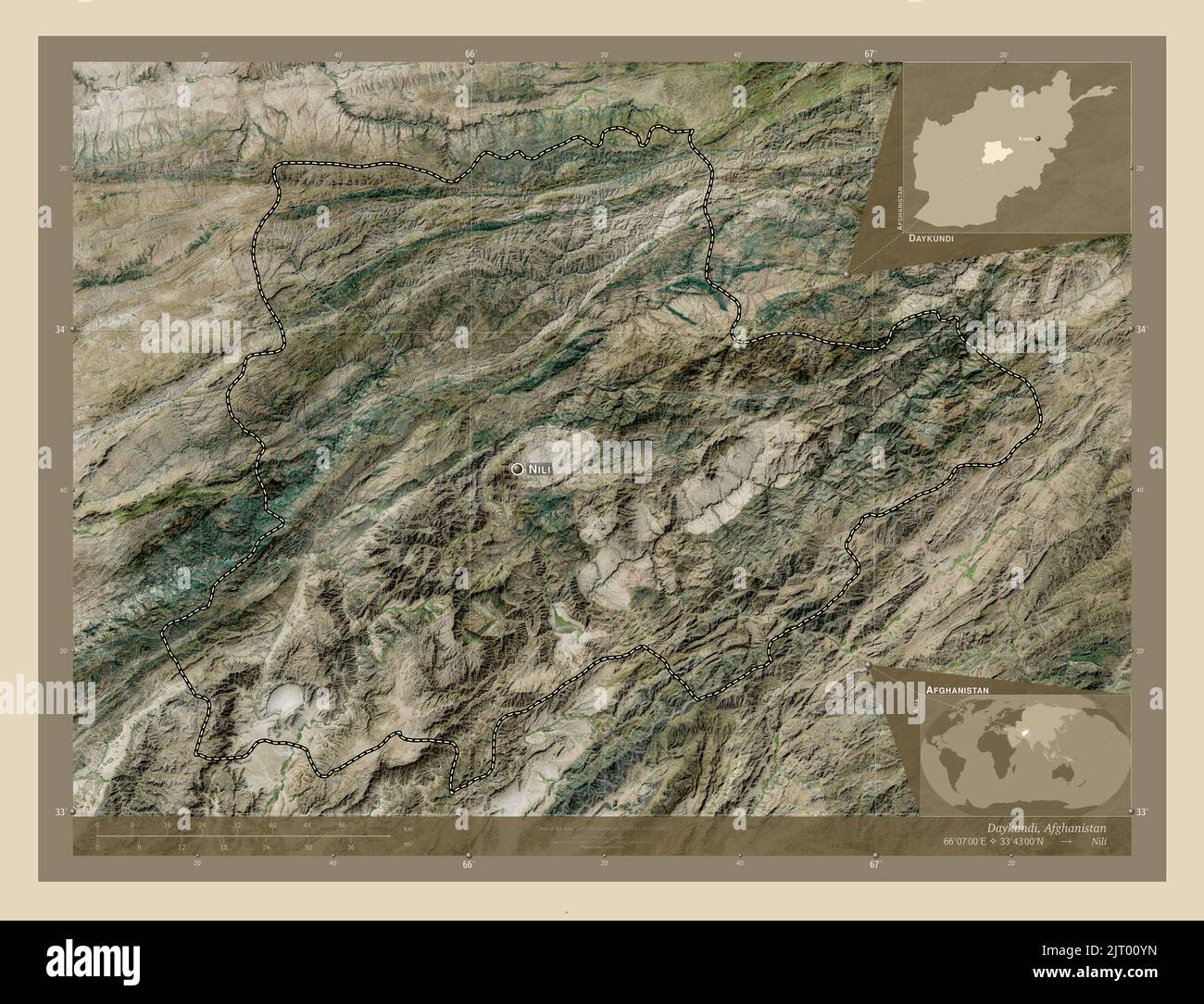 Daykundi, province of Afghanistan. High resolution satellite map ...