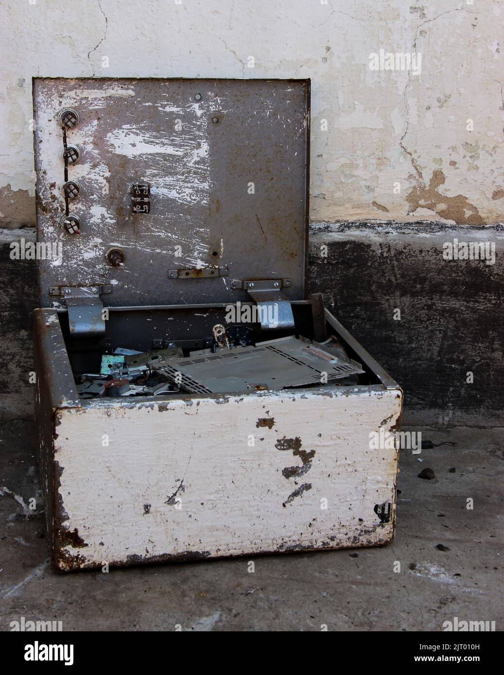 old rarity Metal box with iron details Stock Photo - Alamy