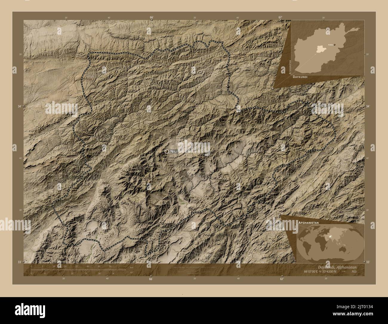 Daykundi, province of Afghanistan. Low resolution satellite map ...