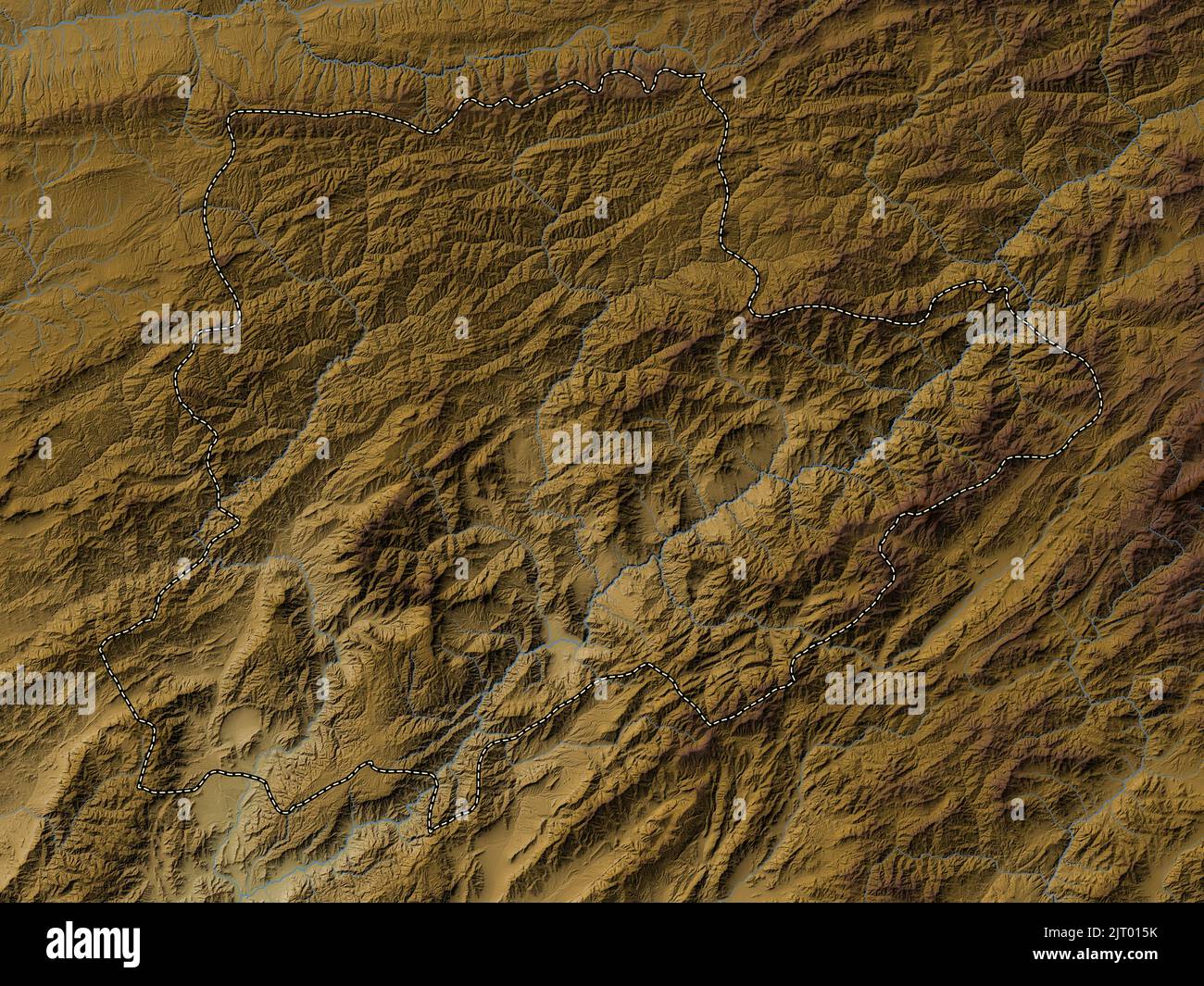 Daykundi, province of Afghanistan. Colored elevation map with lakes and ...