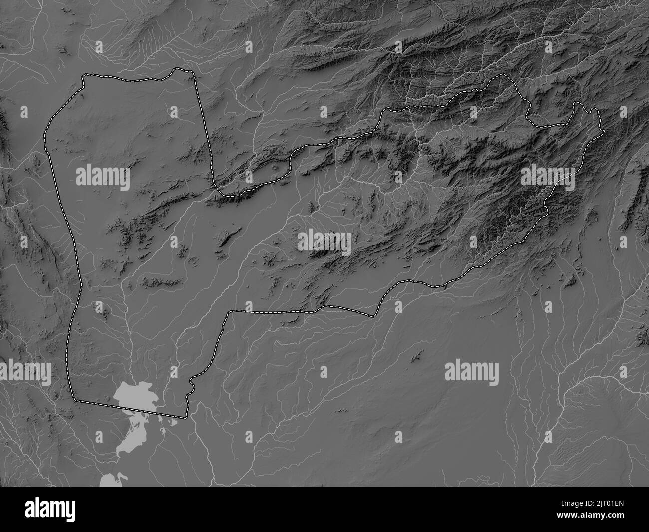 Farah, province of Afghanistan. Grayscale elevation map with lakes and ...