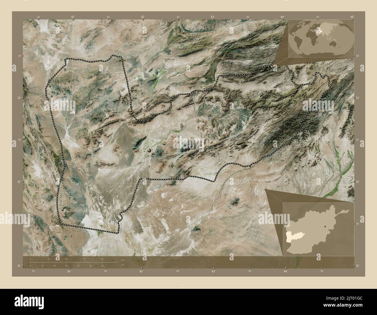 Farah, province of Afghanistan. High resolution satellite map. Corner ...