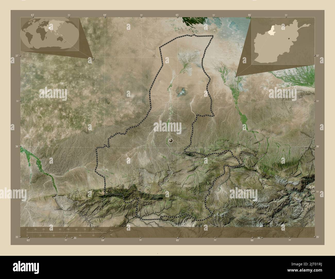Faryab, province of Afghanistan. High resolution satellite map. Corner ...