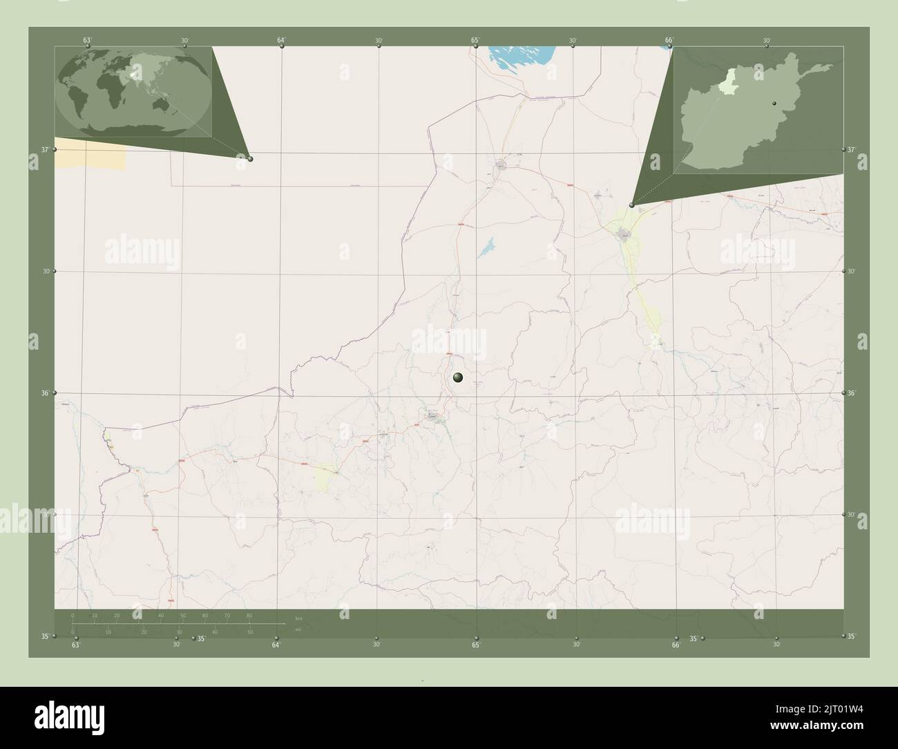 Faryab, province of Afghanistan. Open Street Map. Corner auxiliary ...