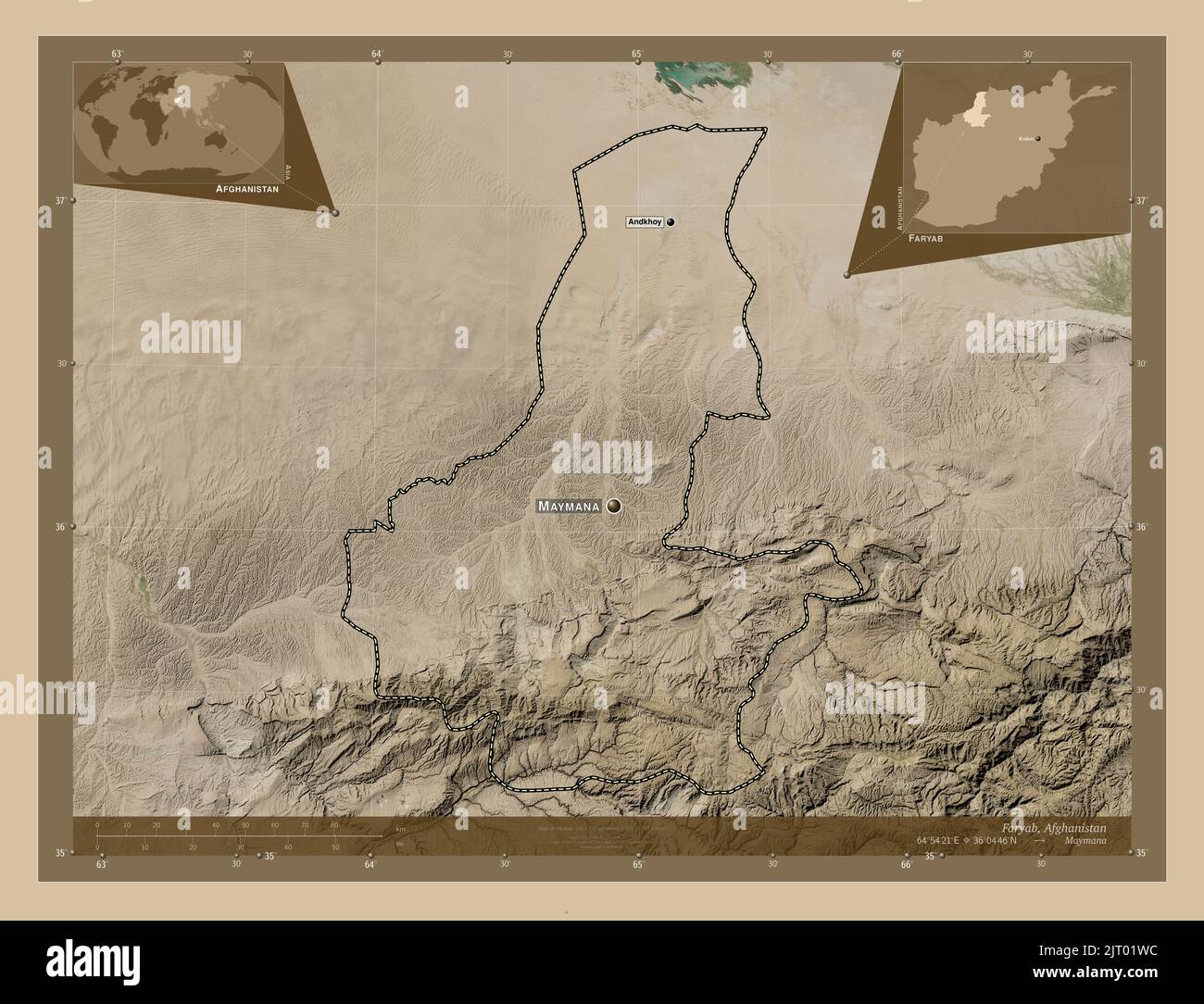 Faryab, province of Afghanistan. Low resolution satellite map ...