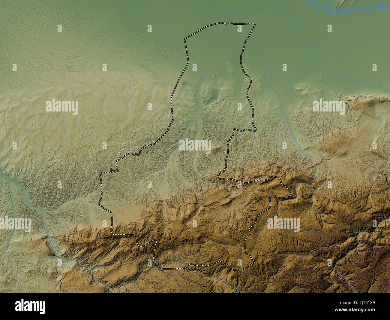 Faryab, province of Afghanistan. Colored elevation map with lakes and ...