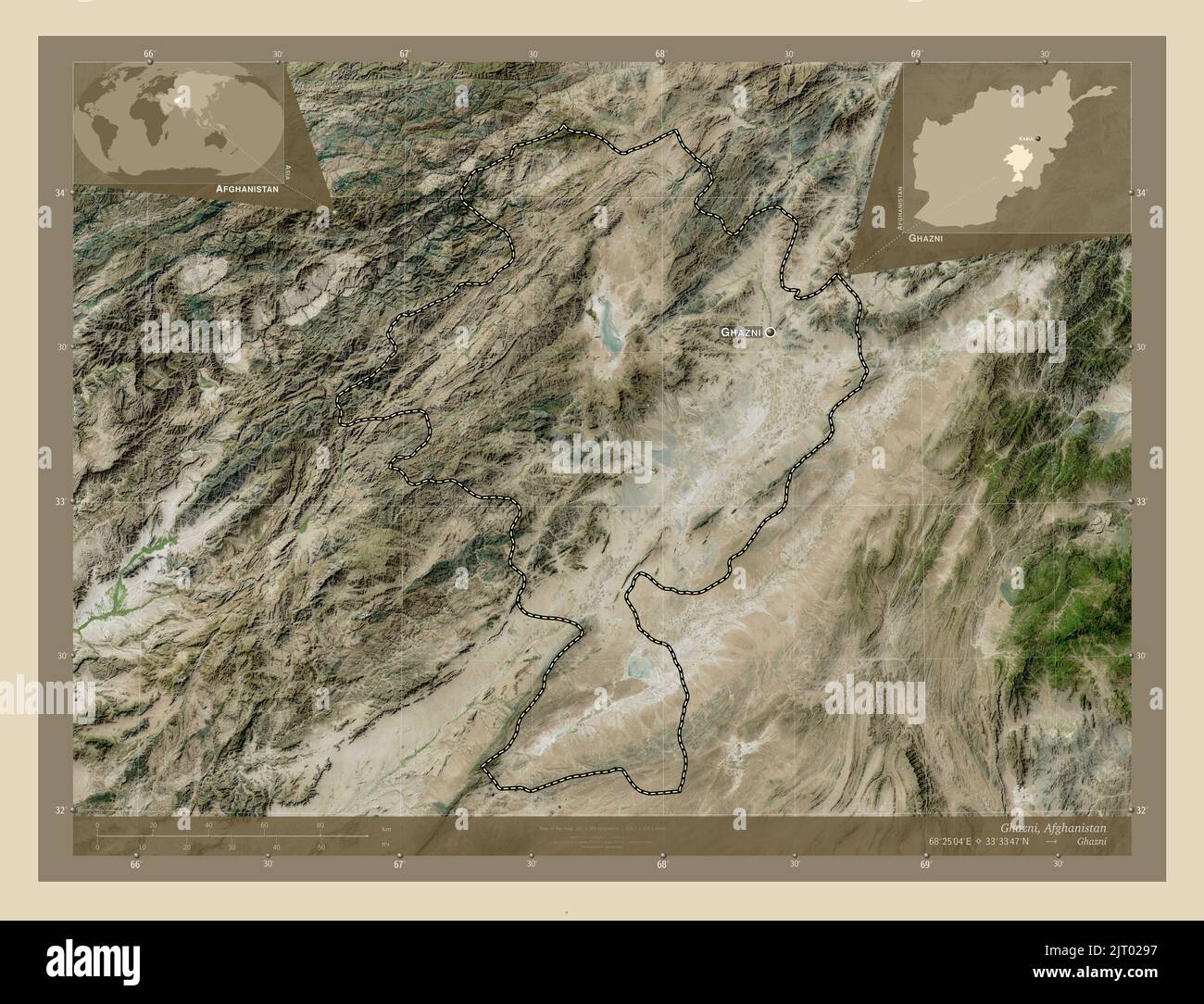 Ghazni, province of Afghanistan. High resolution satellite map ...