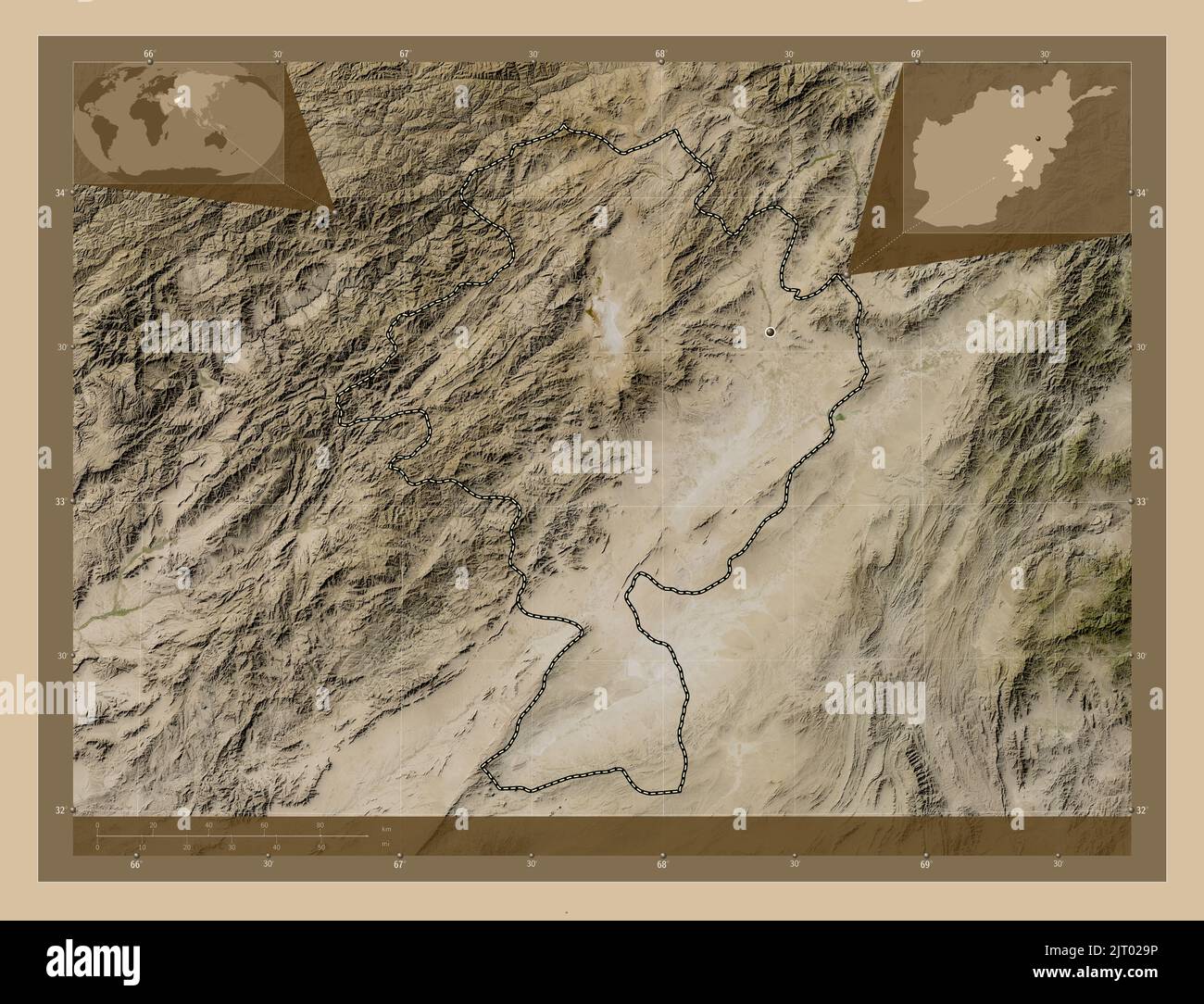 Ghazni, province of Afghanistan. Low resolution satellite map ...