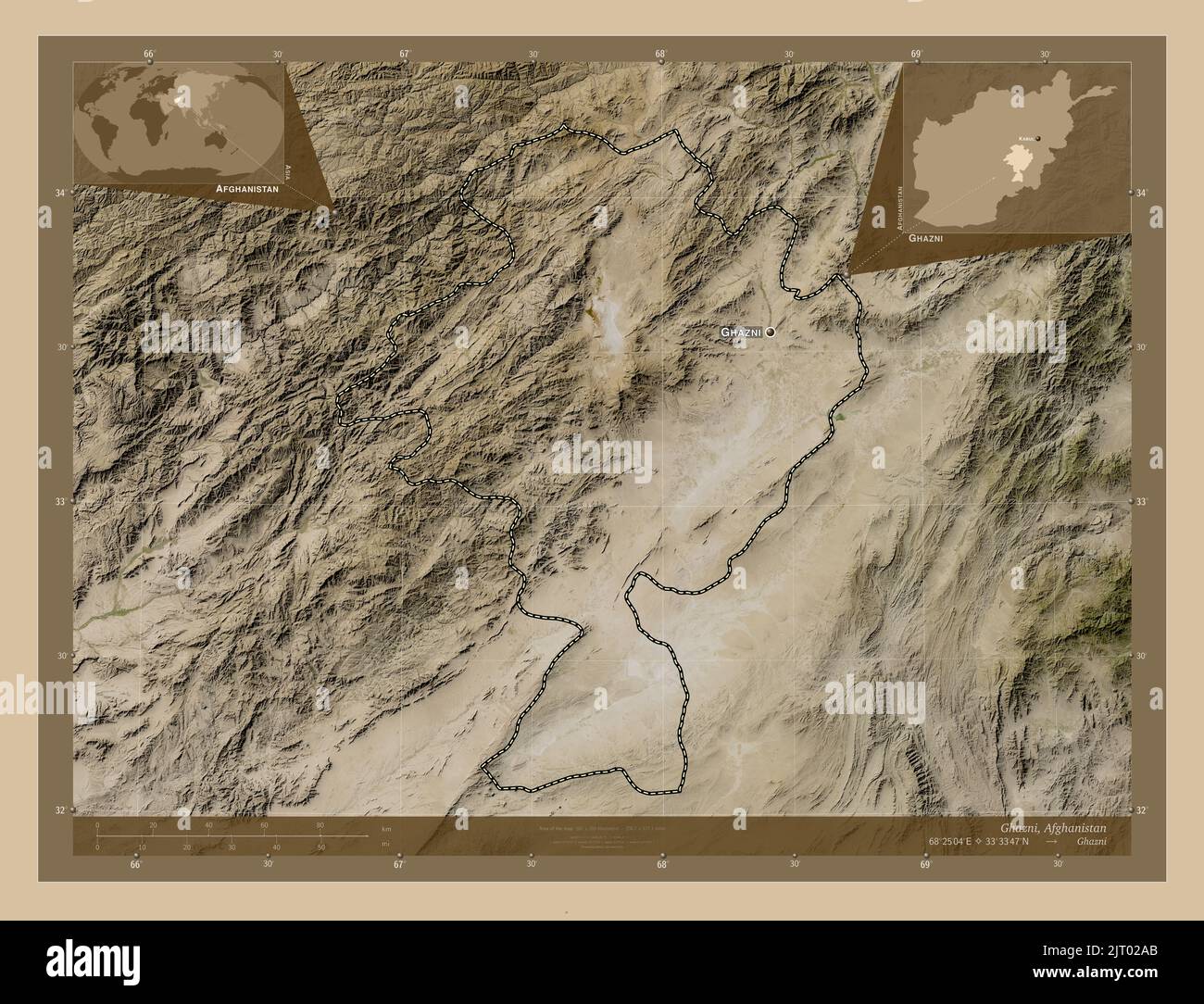 Ghazni, province of Afghanistan. Low resolution satellite map ...