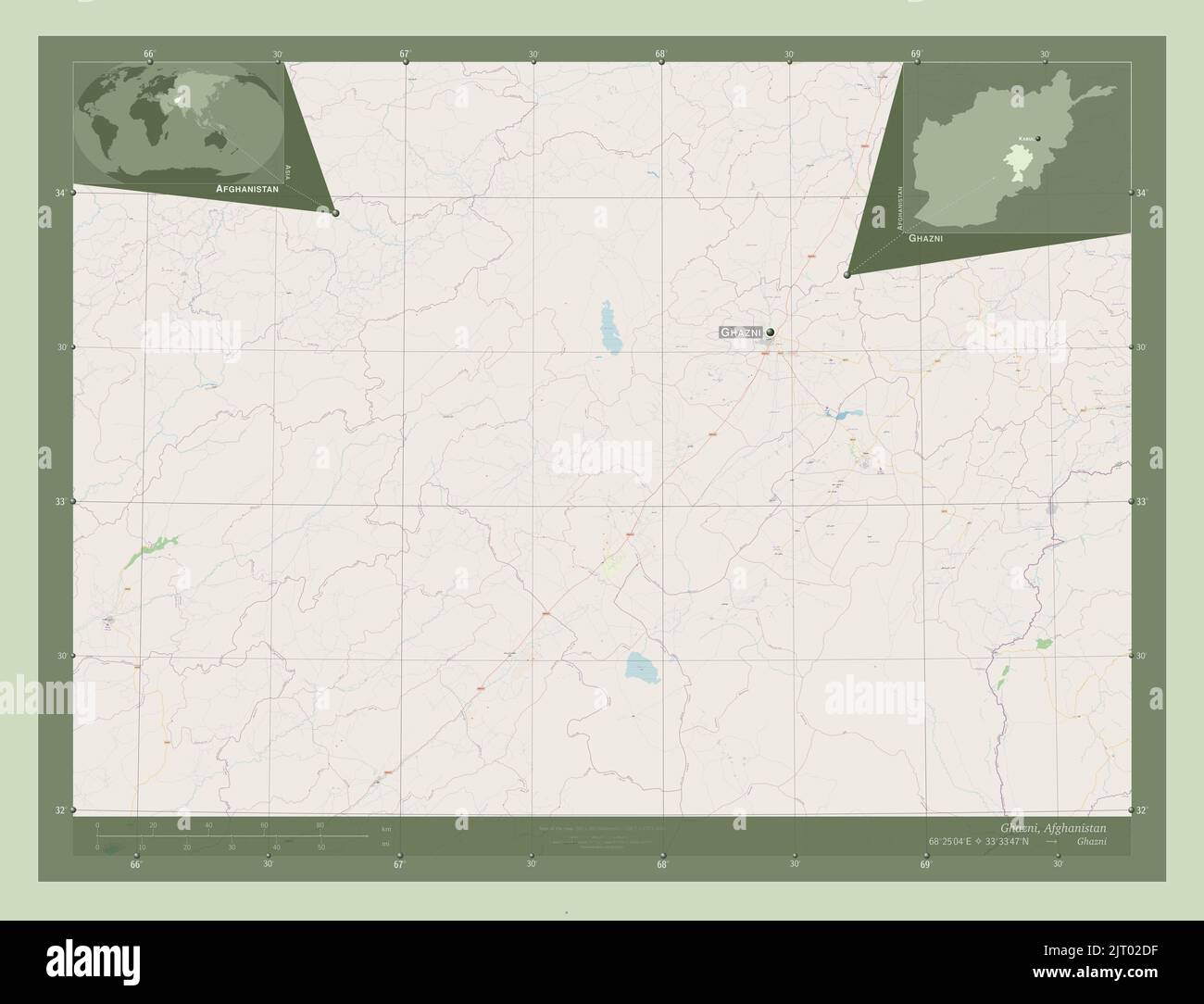 Ghazni, province of Afghanistan. Open Street Map. Locations and names ...