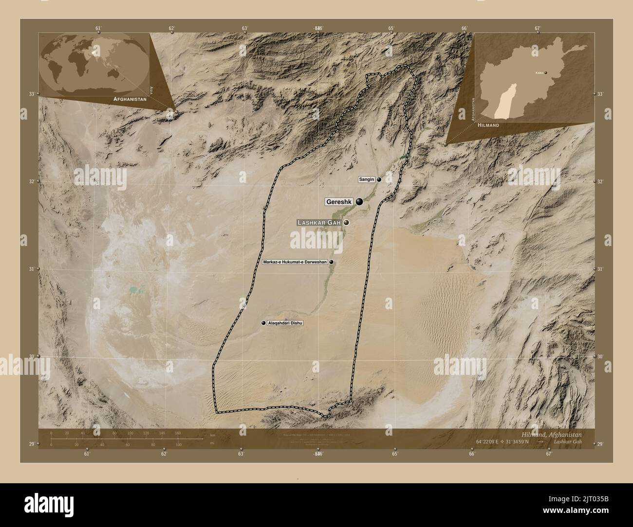 Hilmand, province of Afghanistan. Low resolution satellite map ...