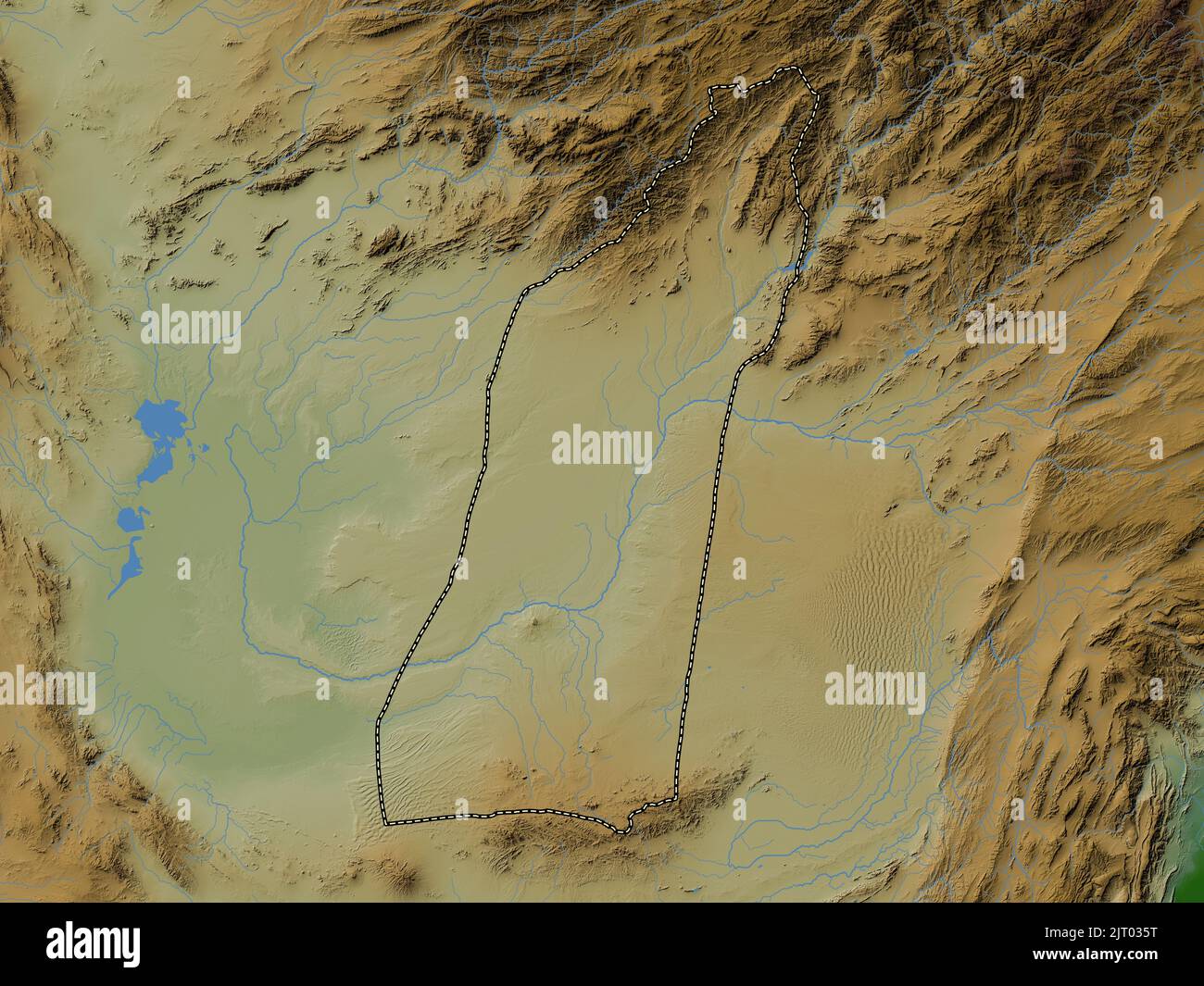 Hilmand, province of Afghanistan. Colored elevation map with lakes and ...