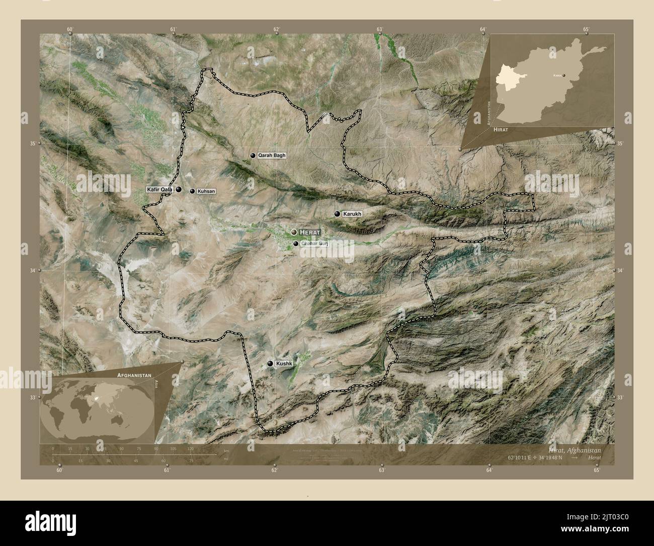 Hirat, province of Afghanistan. High resolution satellite map ...