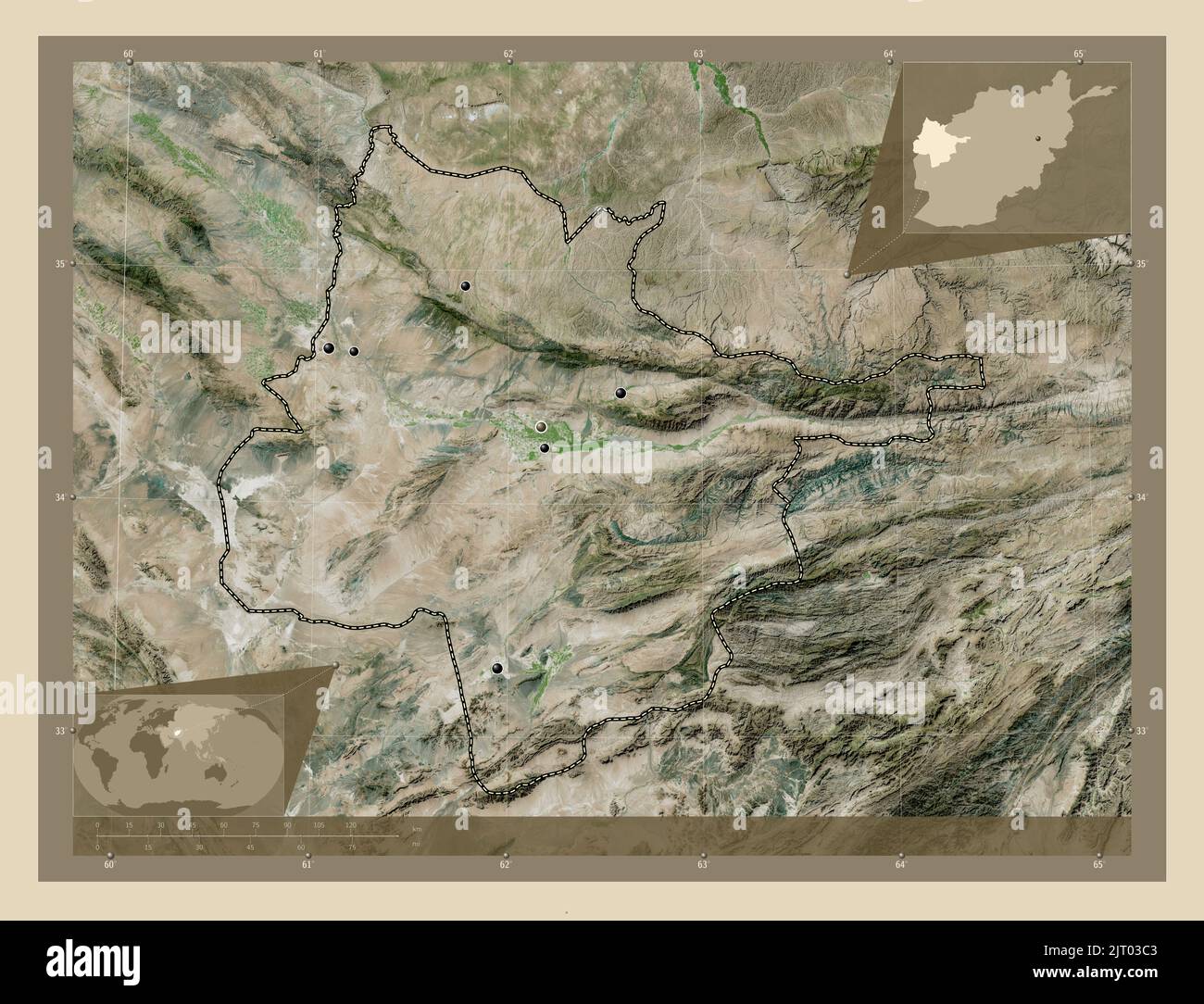Hirat, province of Afghanistan. High resolution satellite map ...