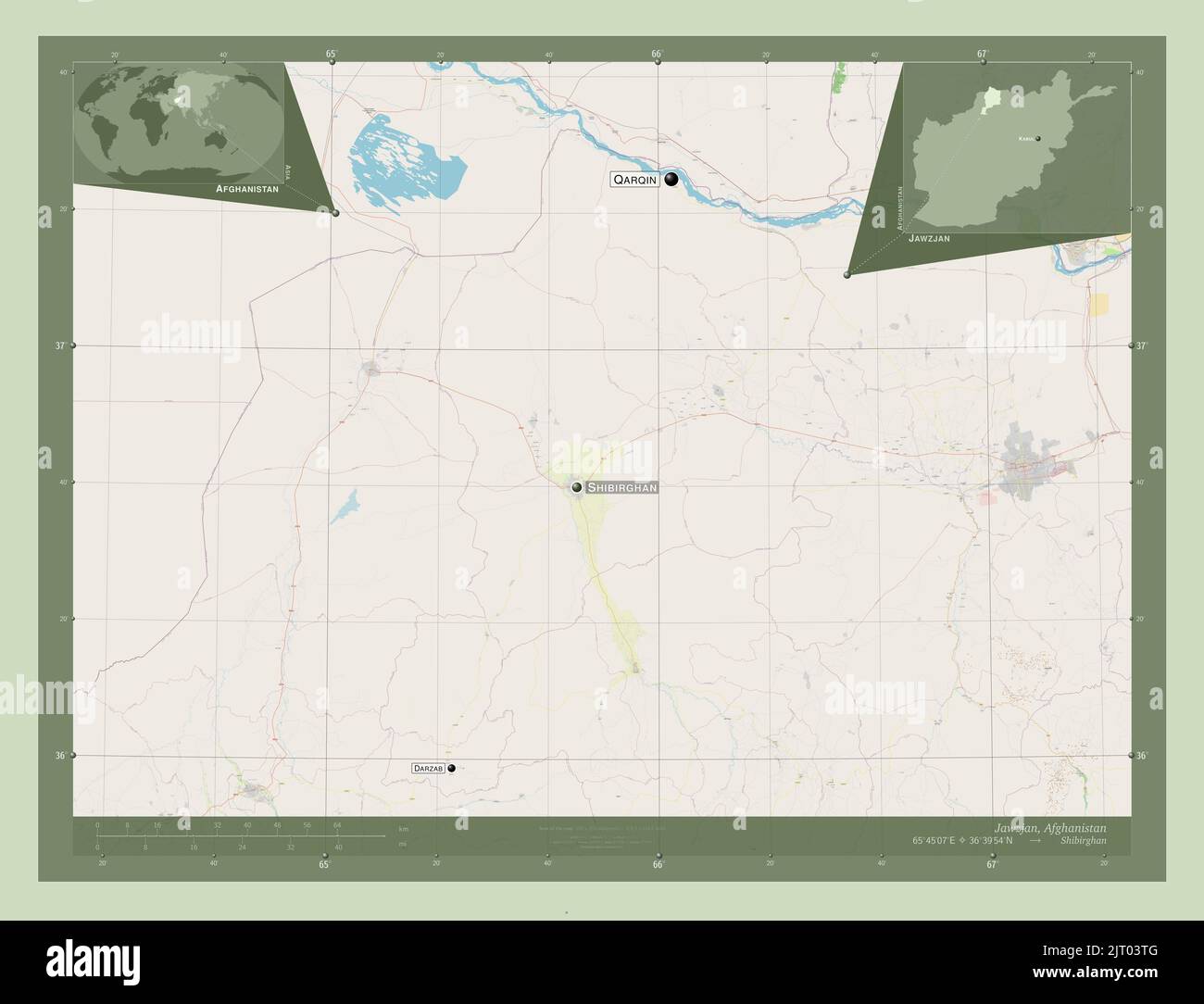 Jawzjan, province of Afghanistan. Open Street Map. Locations and names ...