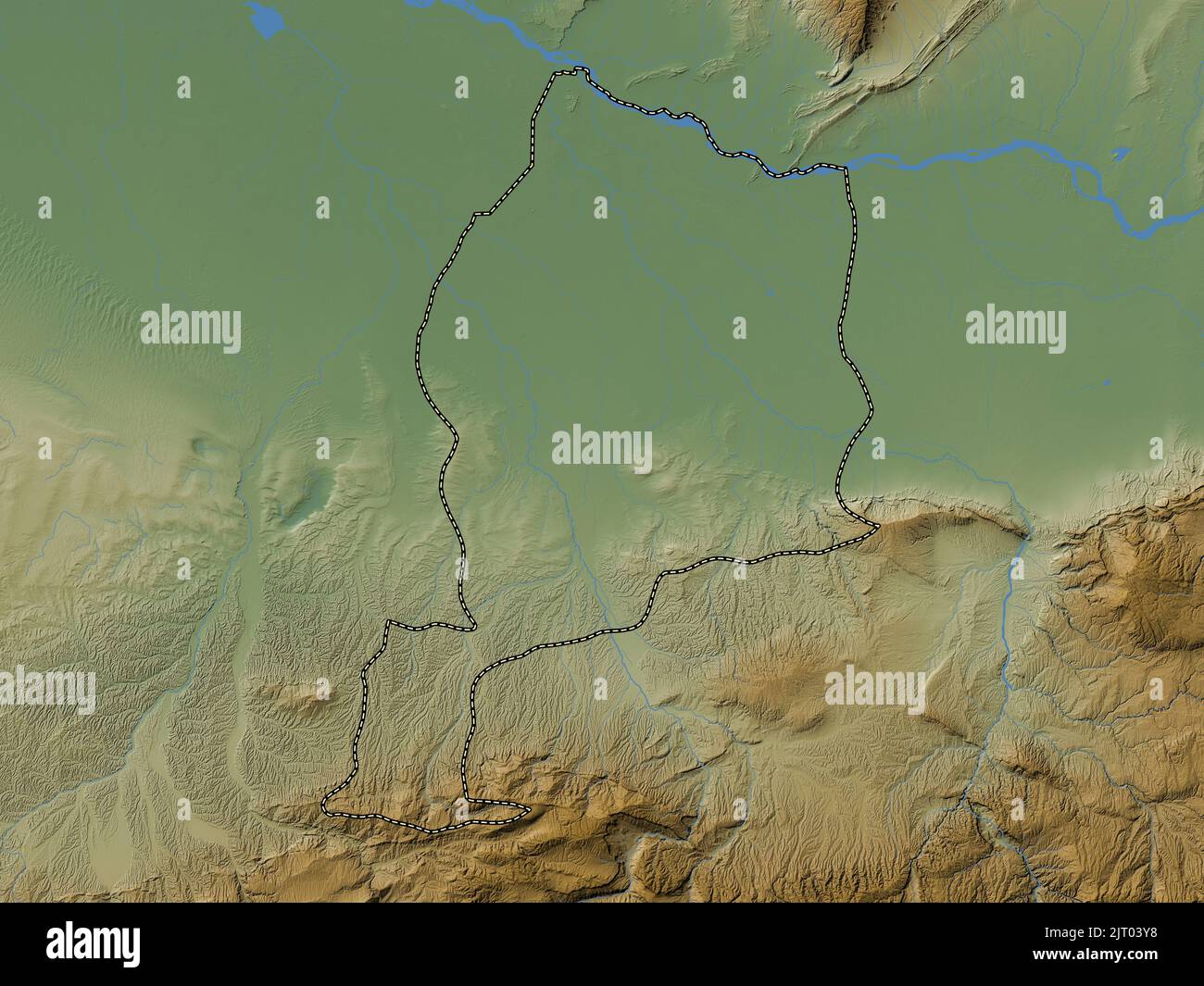 Jawzjan, province of Afghanistan. Colored elevation map with lakes and ...