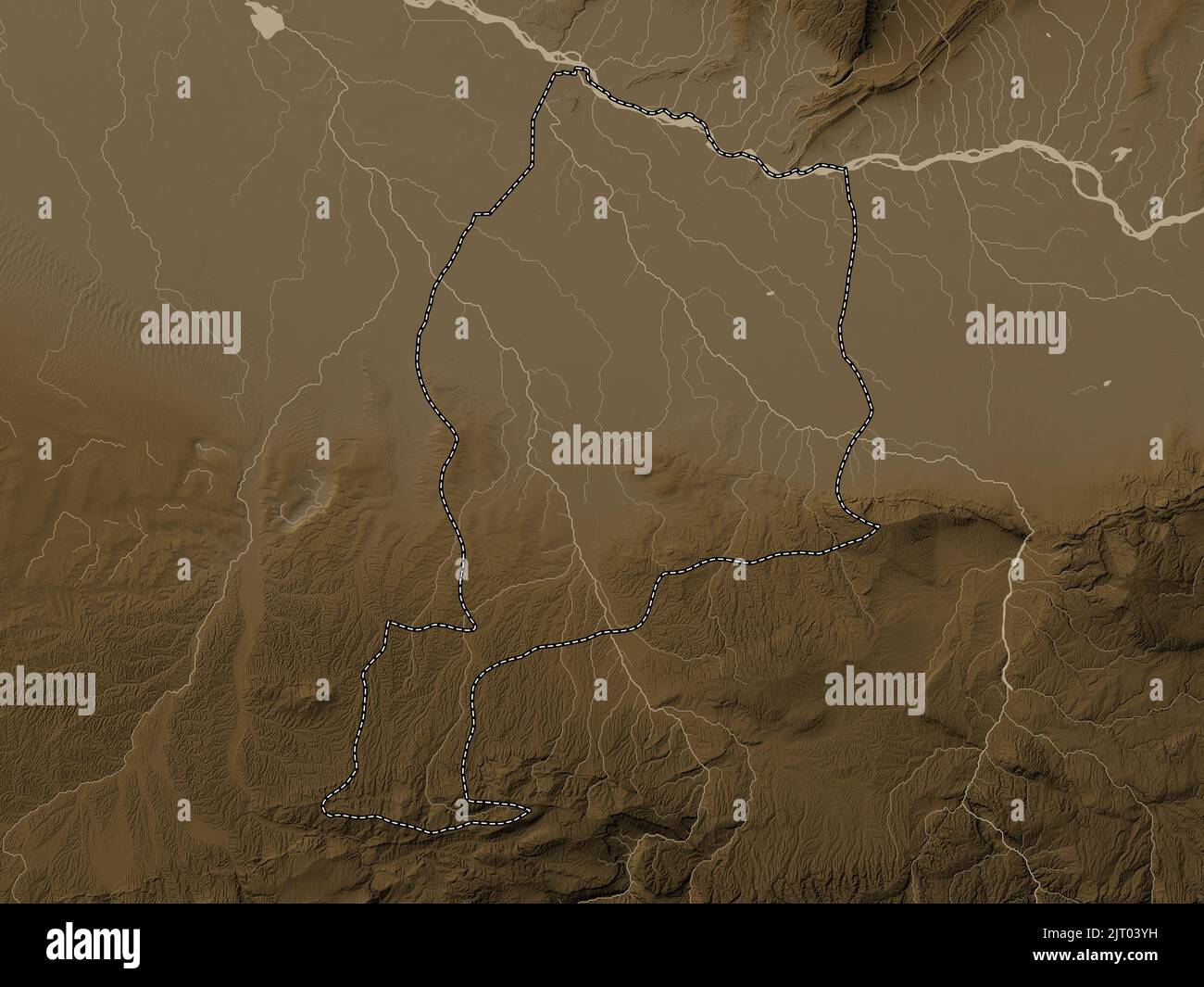 Jawzjan, province of Afghanistan. Elevation map colored in sepia tones ...