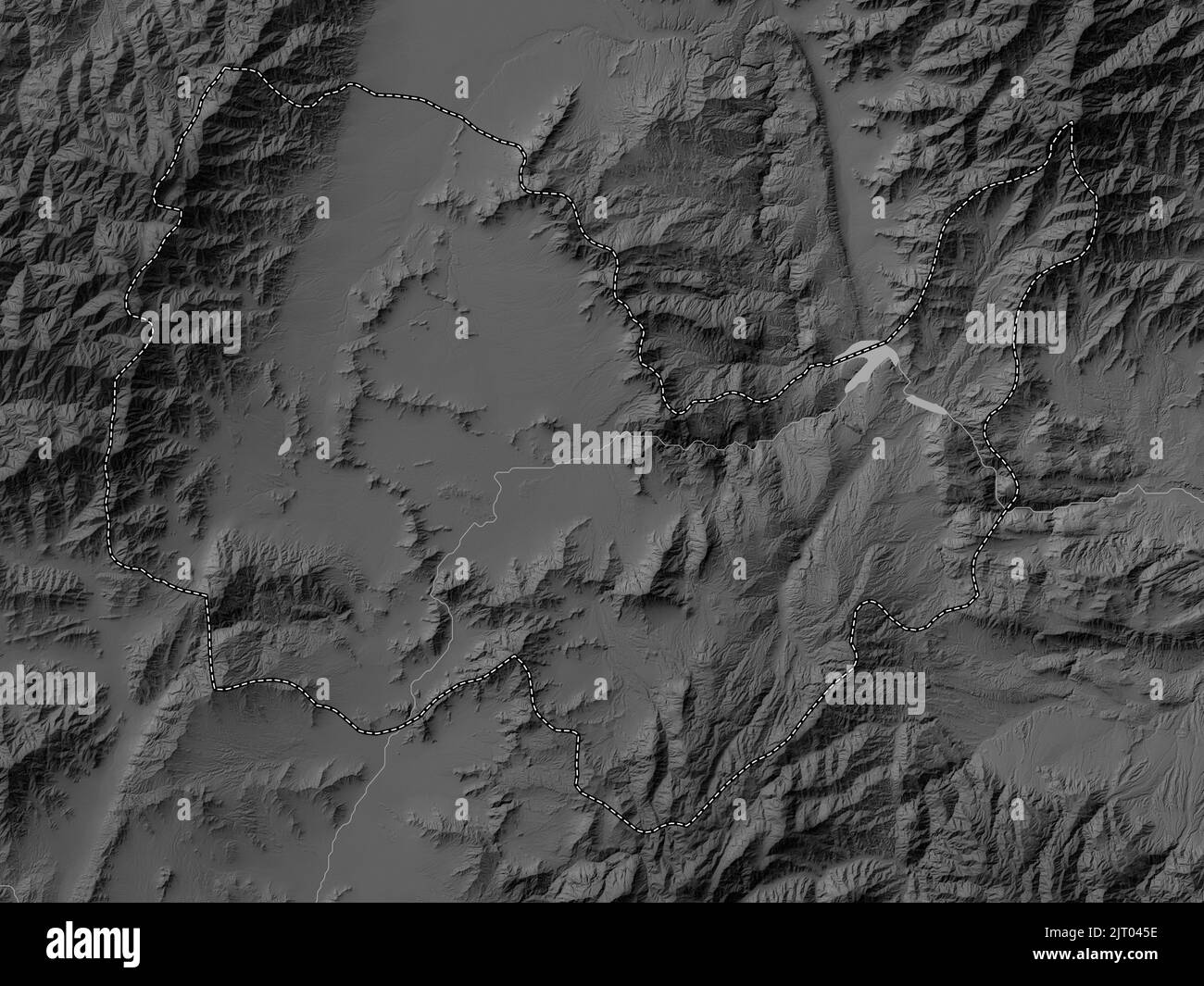 Kabul, province of Afghanistan. Grayscale elevation map with lakes and ...