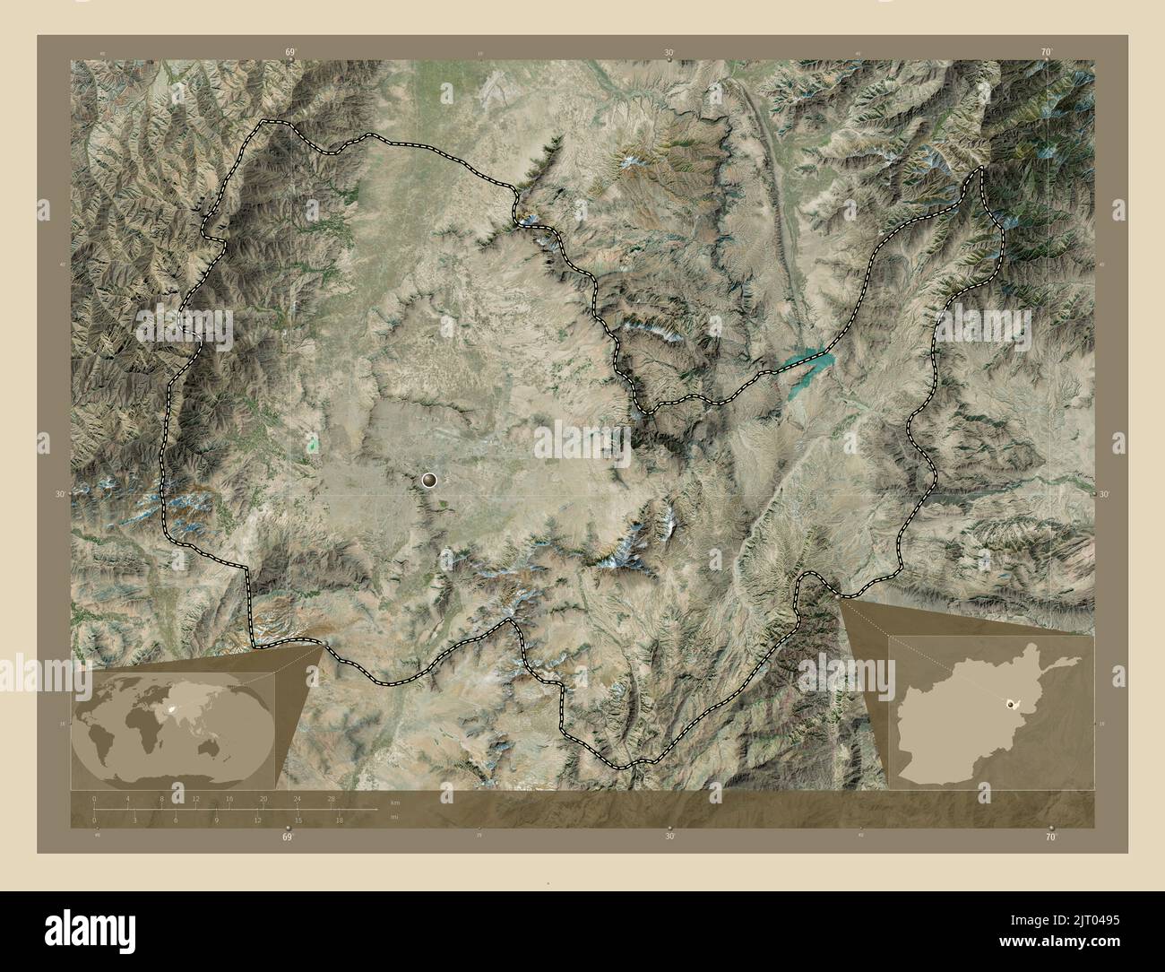 Kabul, province of Afghanistan. High resolution satellite map. Corner ...