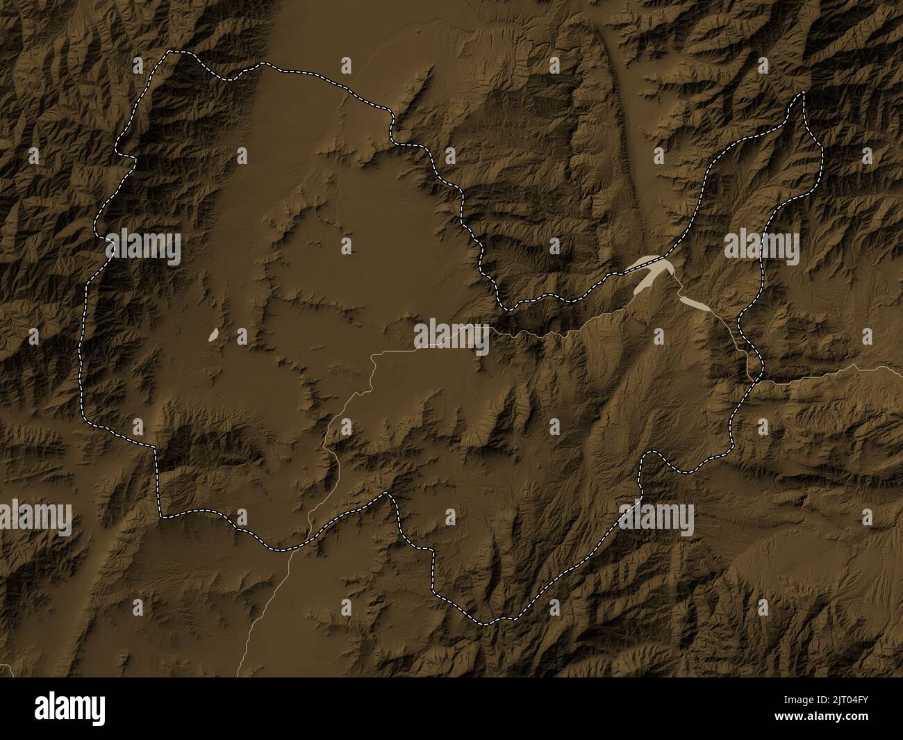 Kabul, province of Afghanistan. Elevation map colored in sepia tones ...
