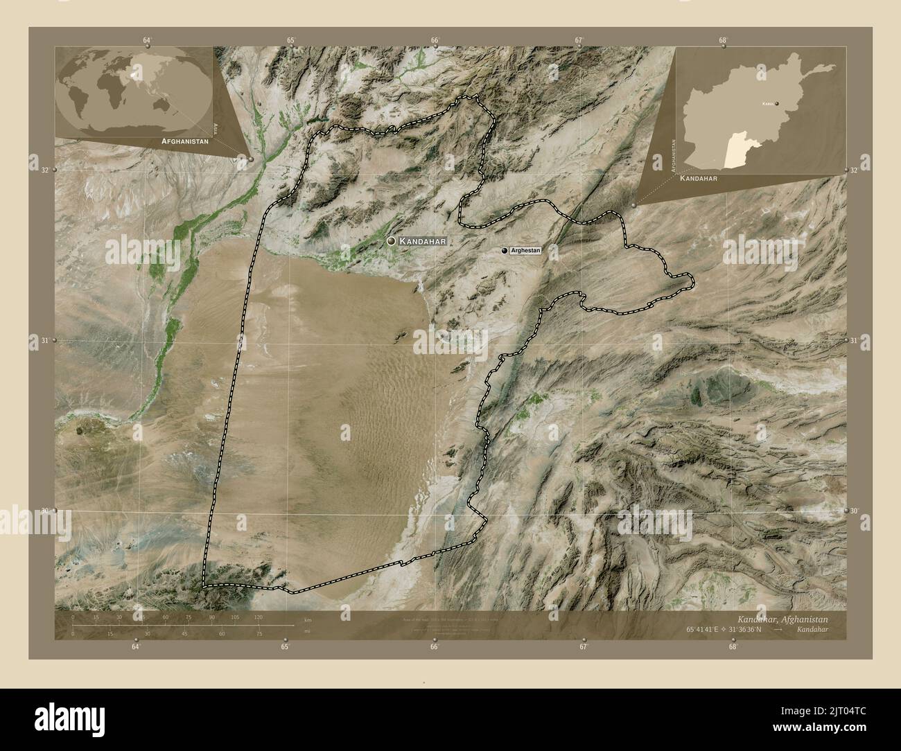 Kandahar, province of Afghanistan. High resolution satellite map ...