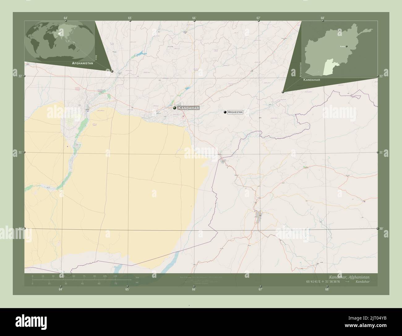 Kandahar, province of Afghanistan. Open Street Map. Locations and names ...