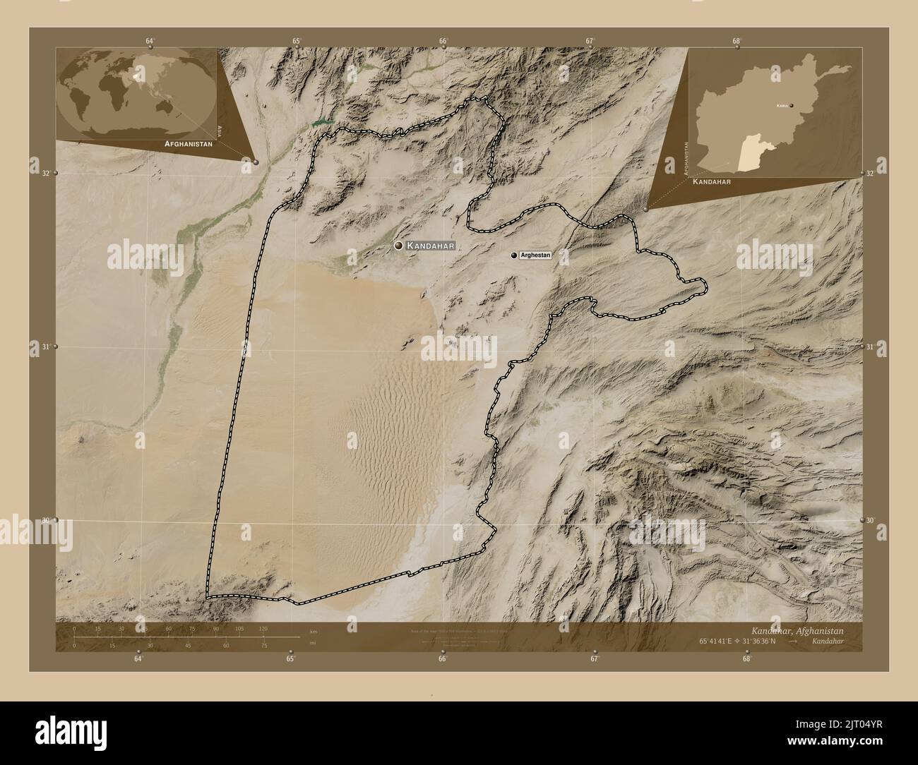 Kandahar, province of Afghanistan. Low resolution satellite map ...
