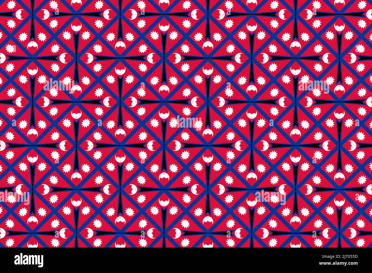 Geometric pattern in the colors of the national flag of Nepal. The ...