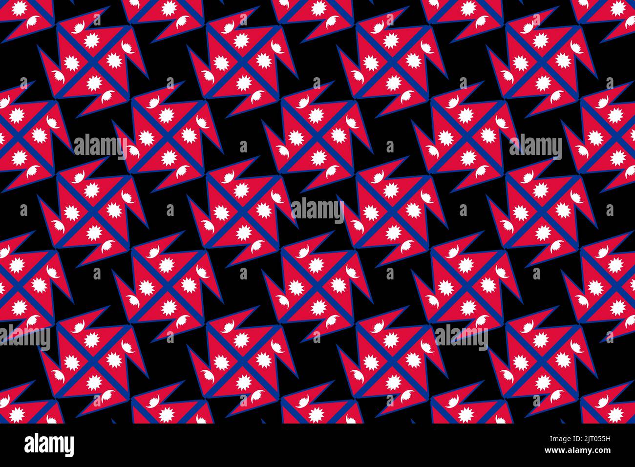 Geometric pattern in the colors of the national flag of Nepal. The ...