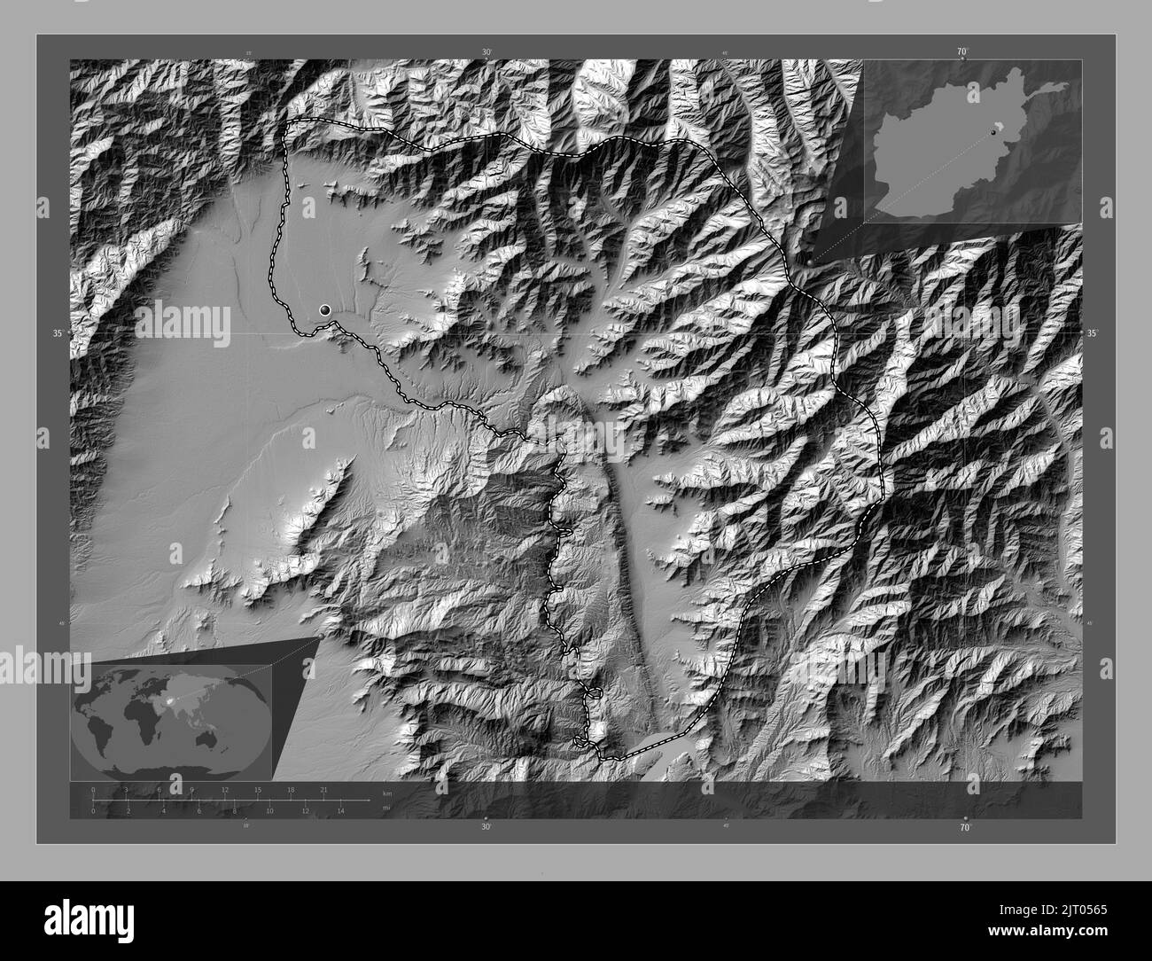 Kapisa, province of Afghanistan. Bilevel elevation map with lakes and ...