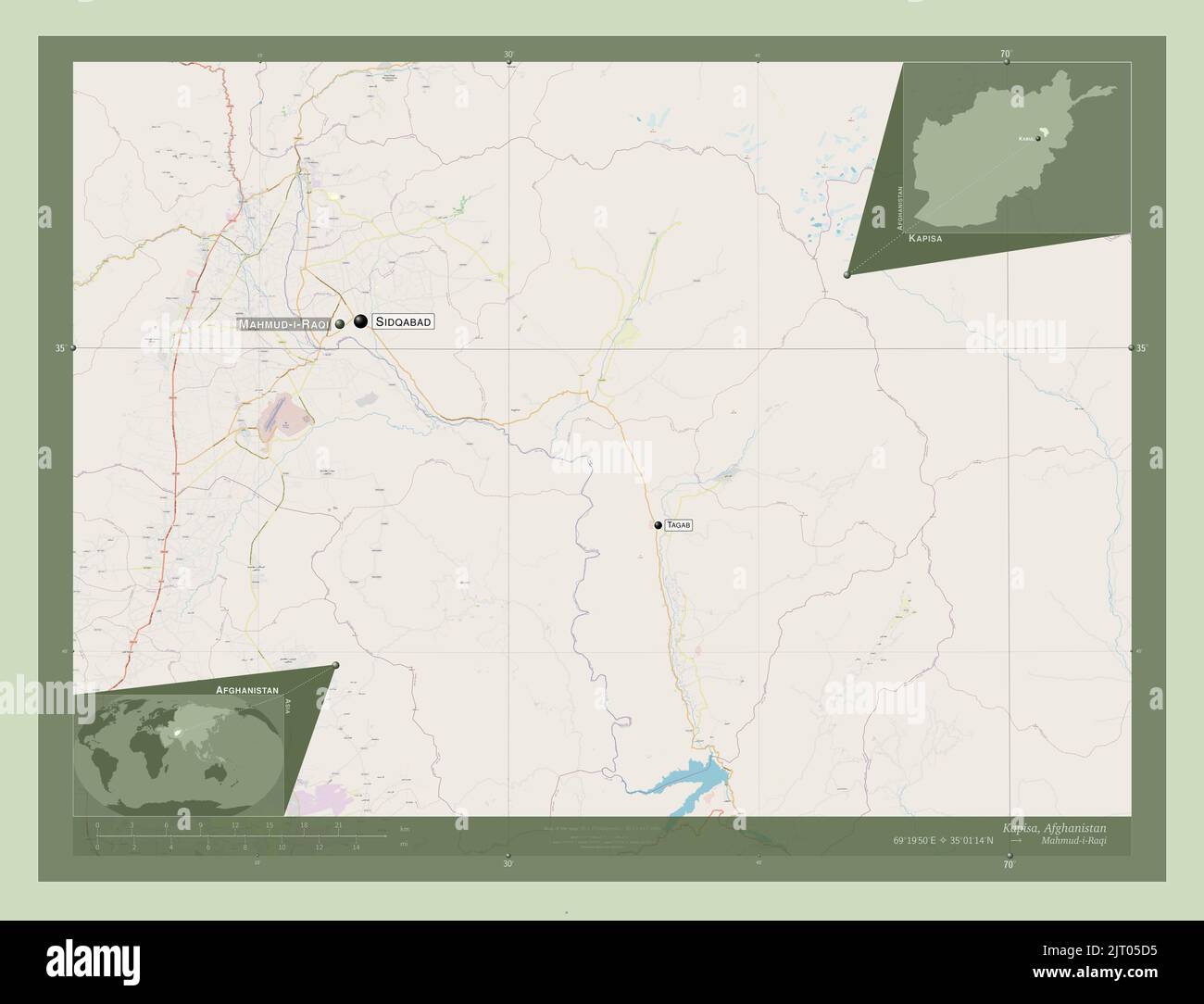 Kapisa, province of Afghanistan. Open Street Map. Locations and names ...