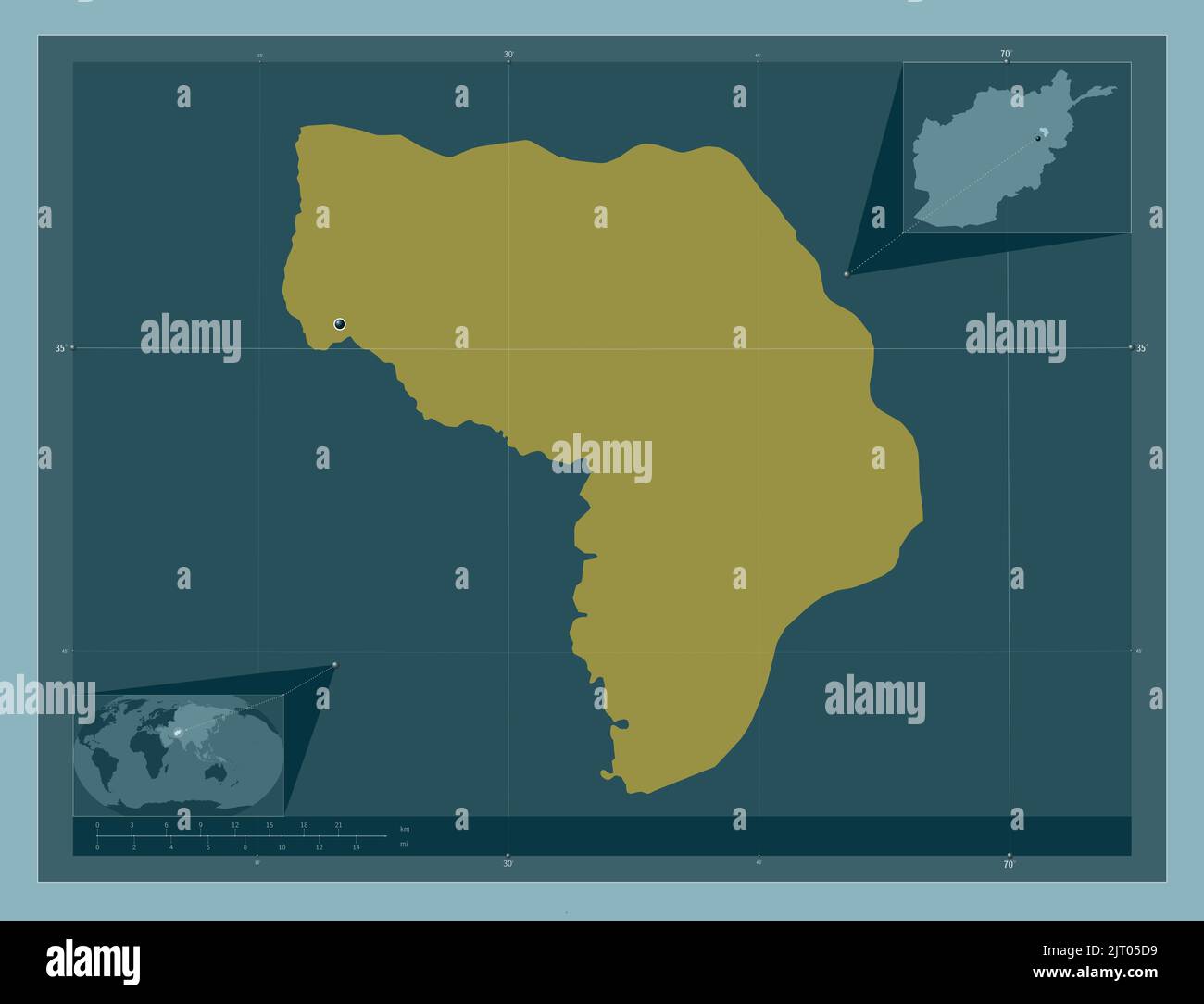 Kapisa, province of Afghanistan. Solid color shape. Corner auxiliary ...