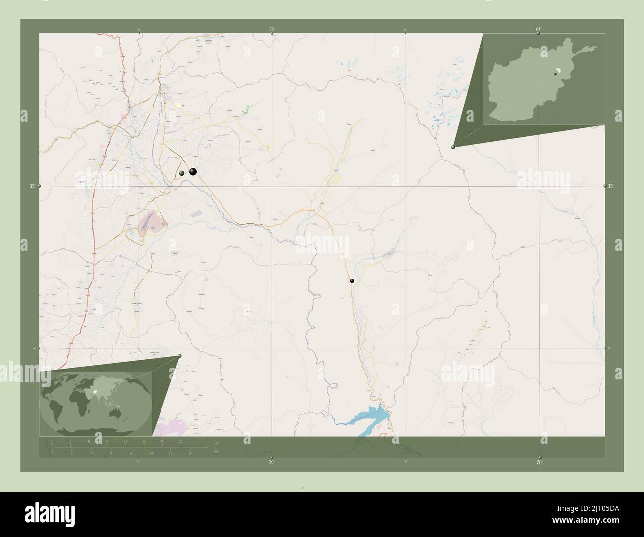 Kapisa, province of Afghanistan. Open Street Map. Locations of major ...