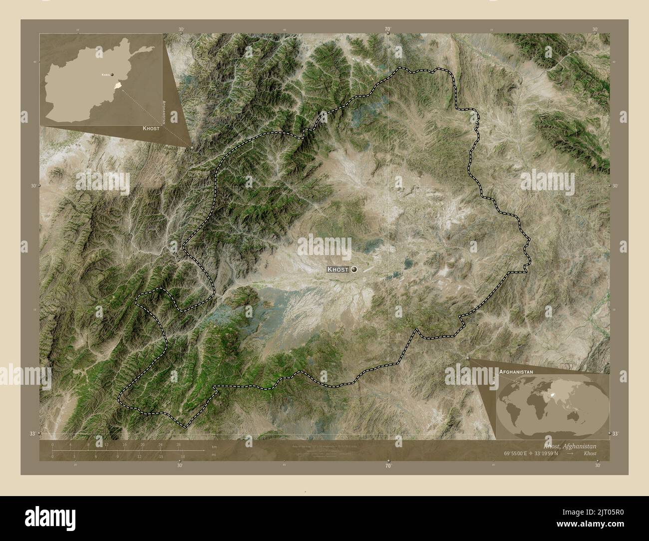 Khost, province of Afghanistan. High resolution satellite map ...