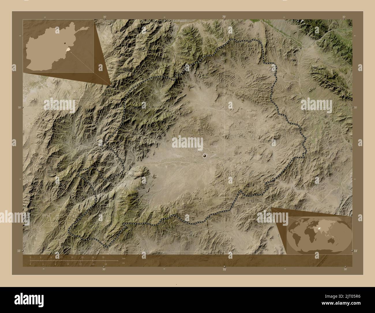 Khost, province of Afghanistan. Low resolution satellite map. Locations ...