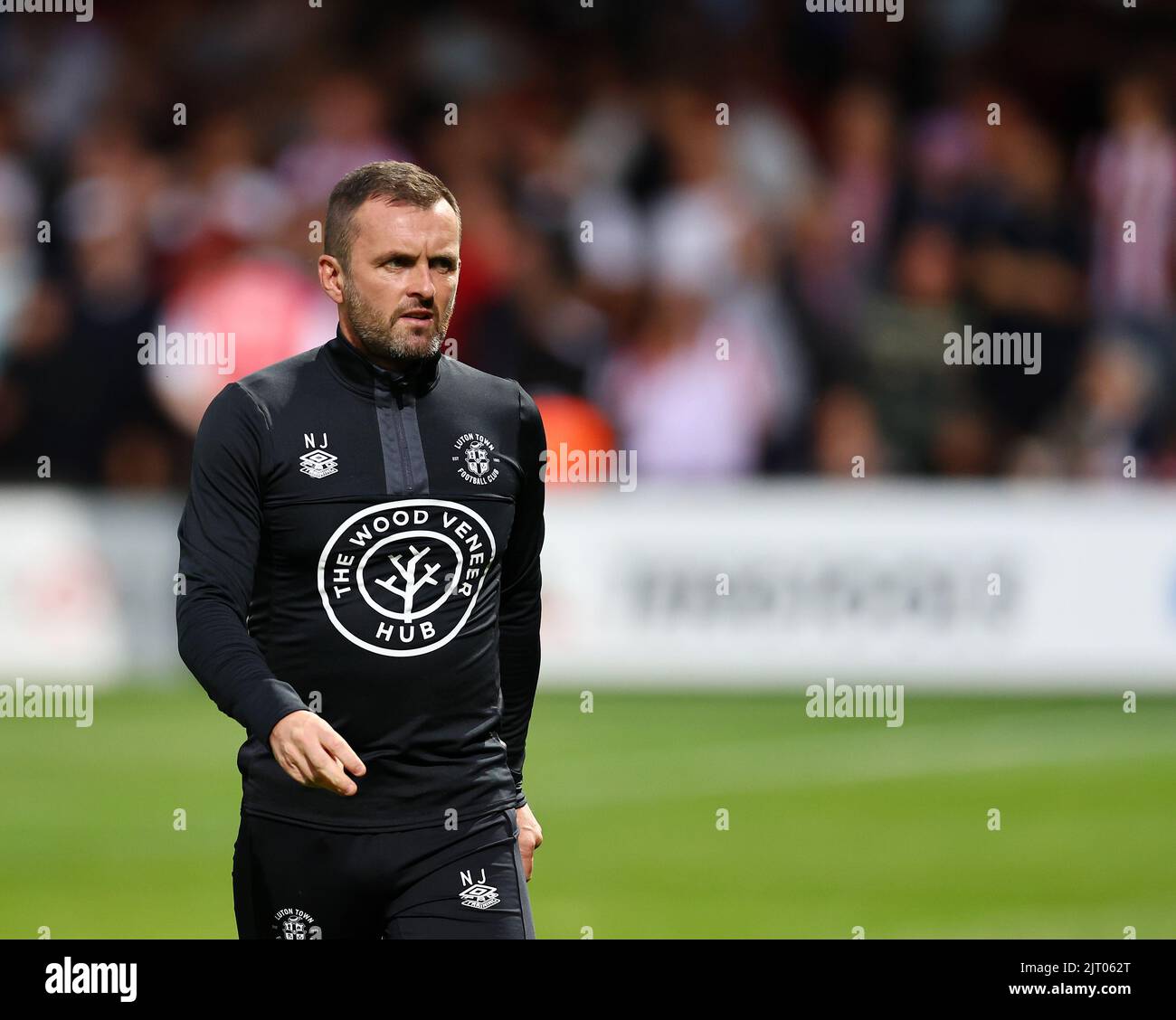 Luton, UK. 26th August 2022. Nathan Jones manager of Luton Town during ...
