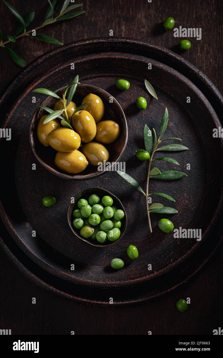 Delicious and healthy olives as summer Greek preserves. Preserves made ...