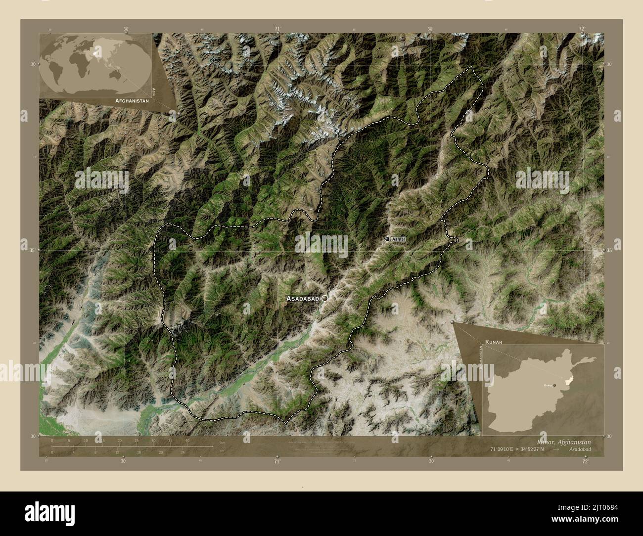Kunar, province of Afghanistan. High resolution satellite map ...