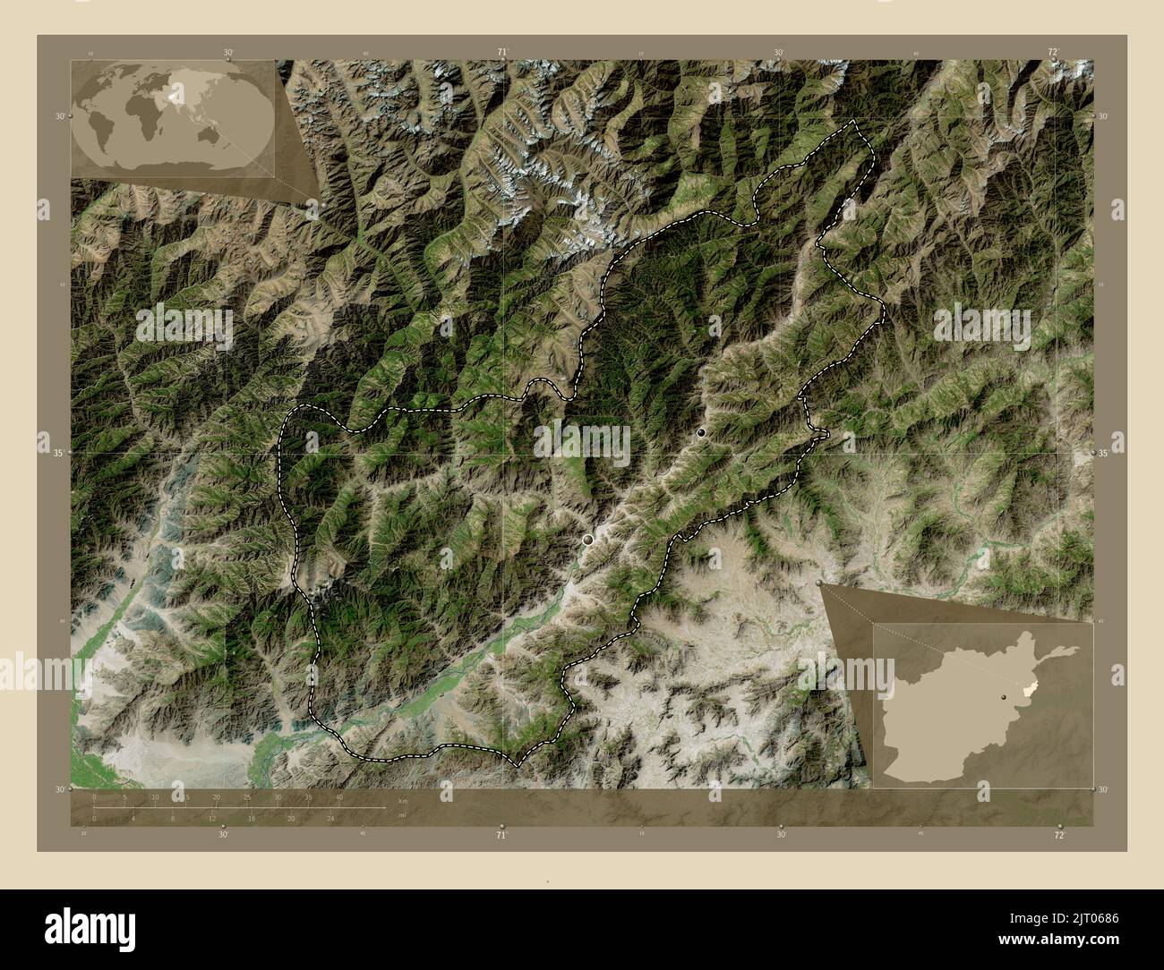 Kunar, province of Afghanistan. High resolution satellite map ...