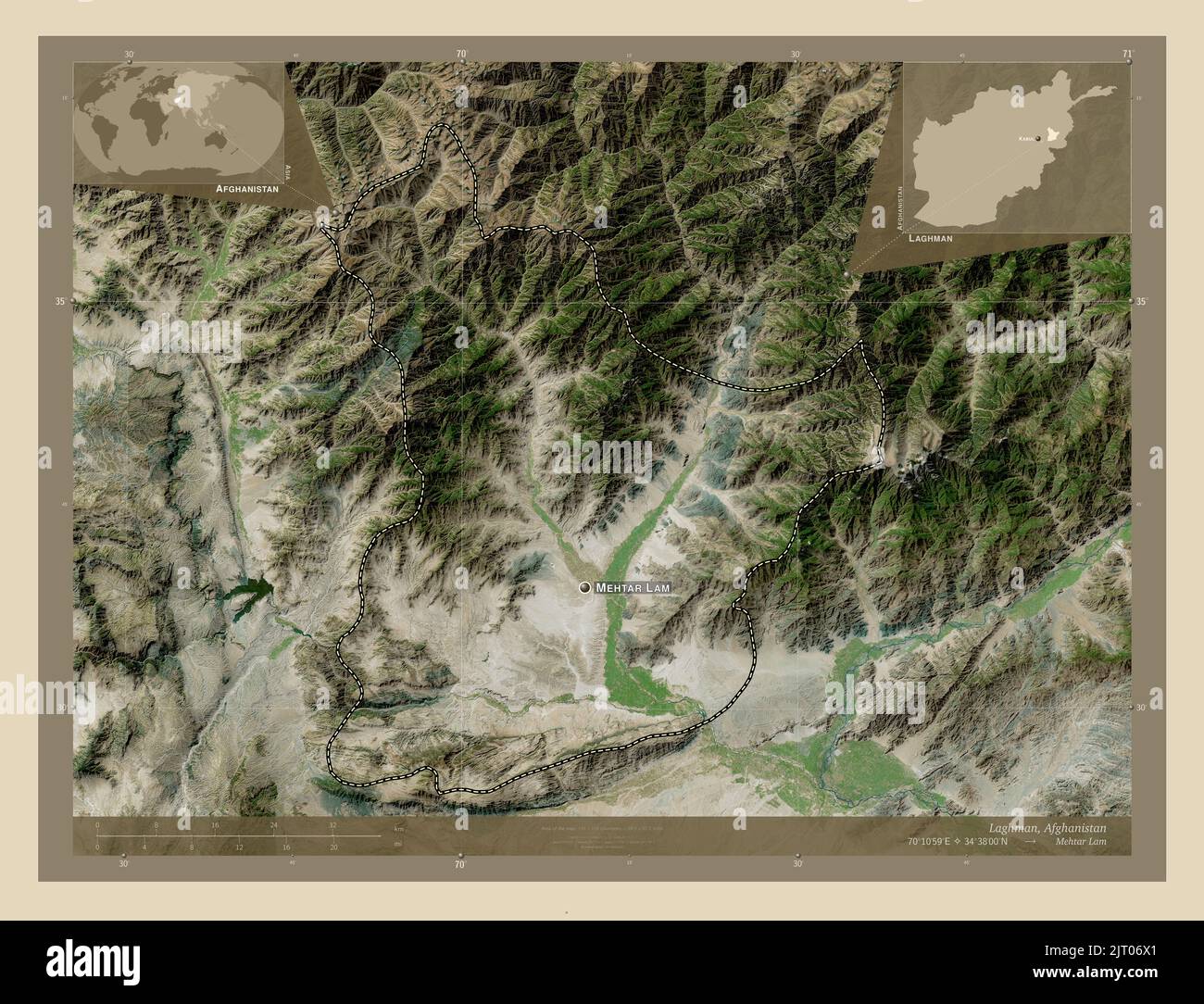 Laghman, province of Afghanistan. High resolution satellite map ...