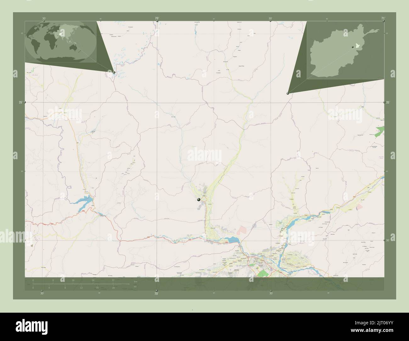 Laghman, province of Afghanistan. Open Street Map. Locations of major ...