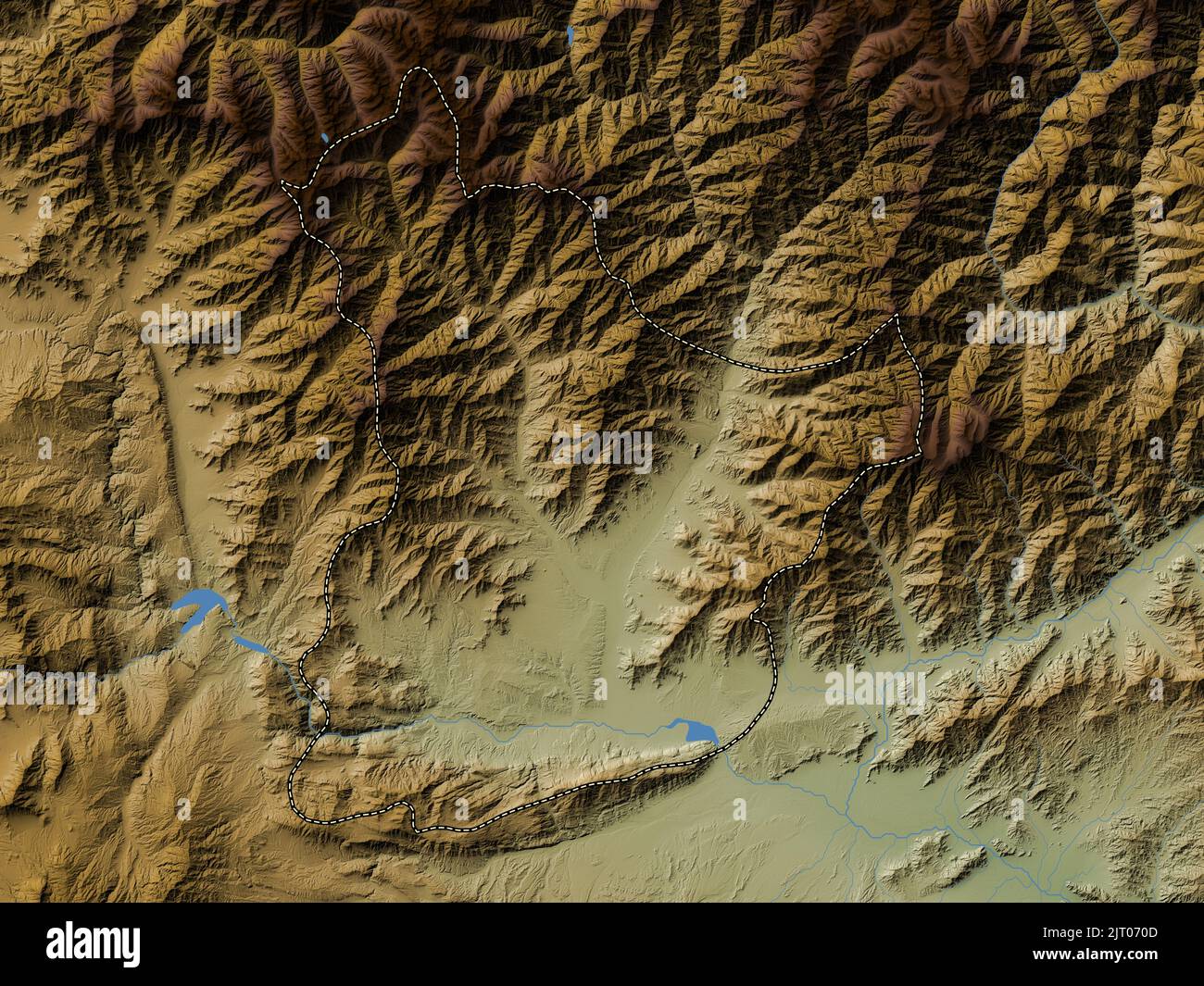 Laghman, province of Afghanistan. Colored elevation map with lakes and ...