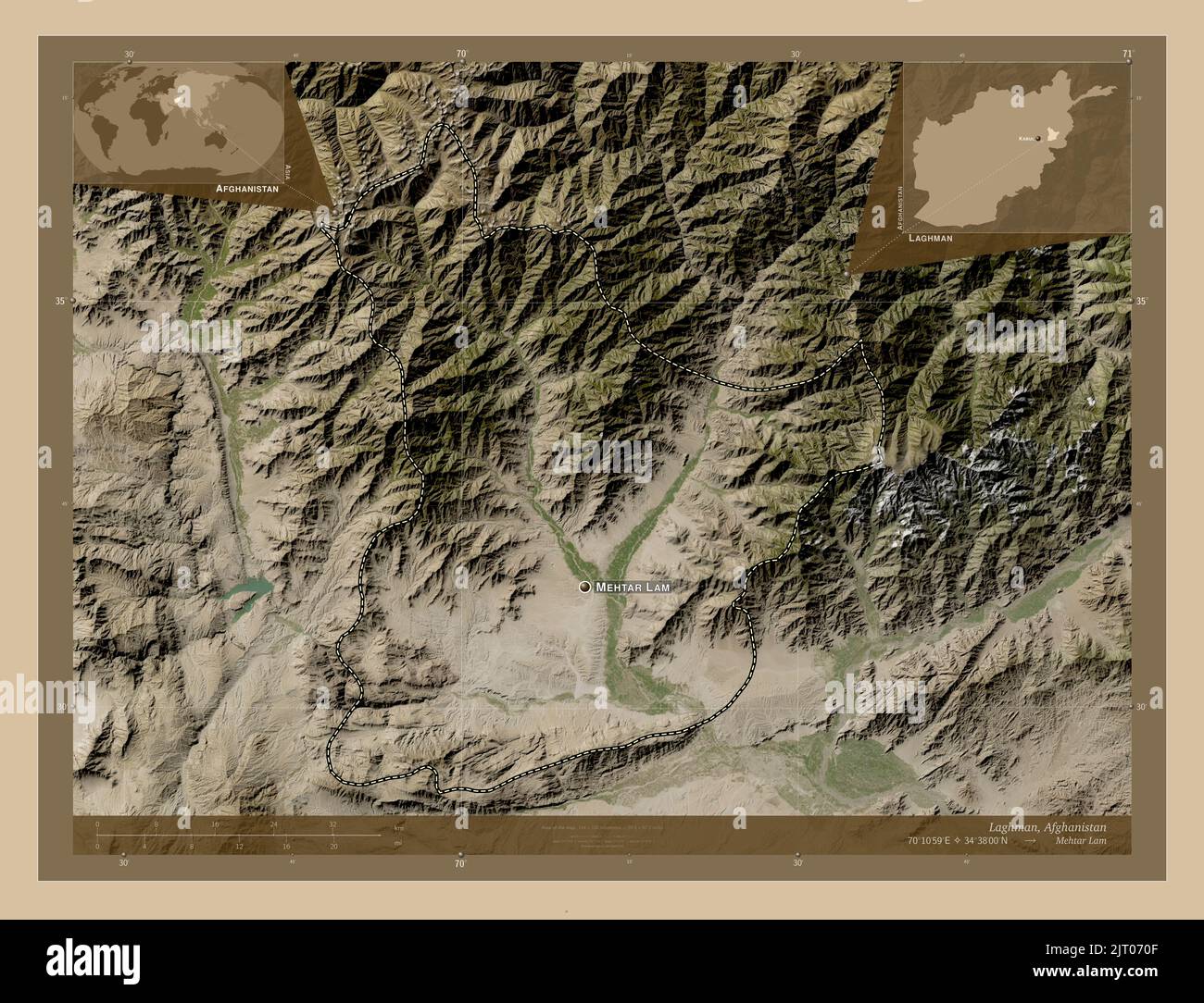 Laghman, province of Afghanistan. Low resolution satellite map ...