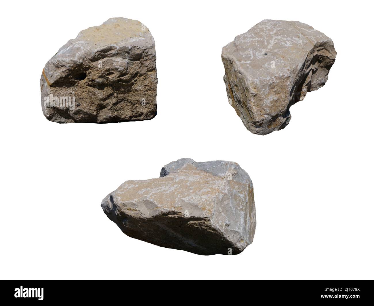 set of big stone boulder isolated on white background Stock Photo - Alamy