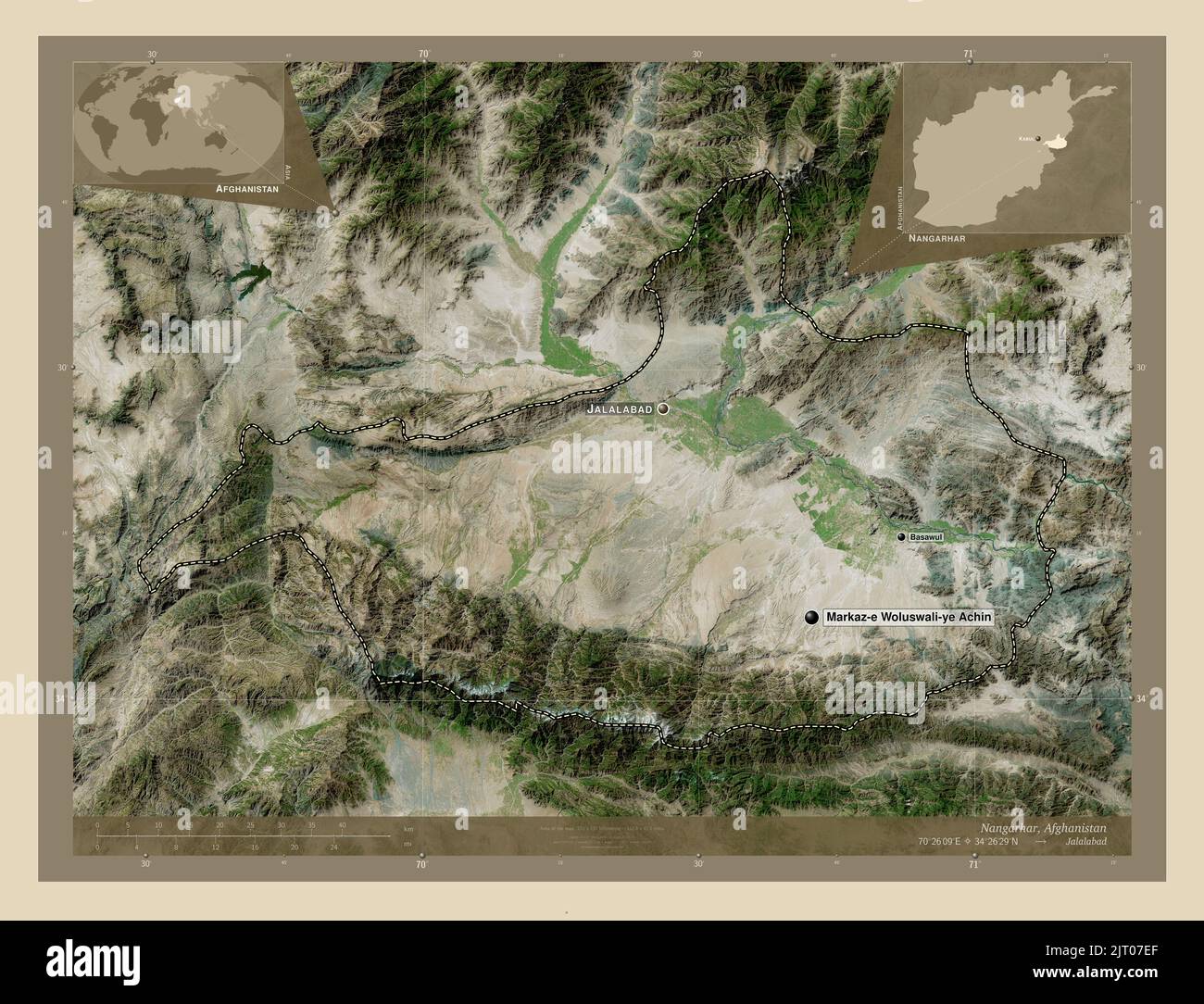 Nangarhar, province of Afghanistan. High resolution satellite map ...