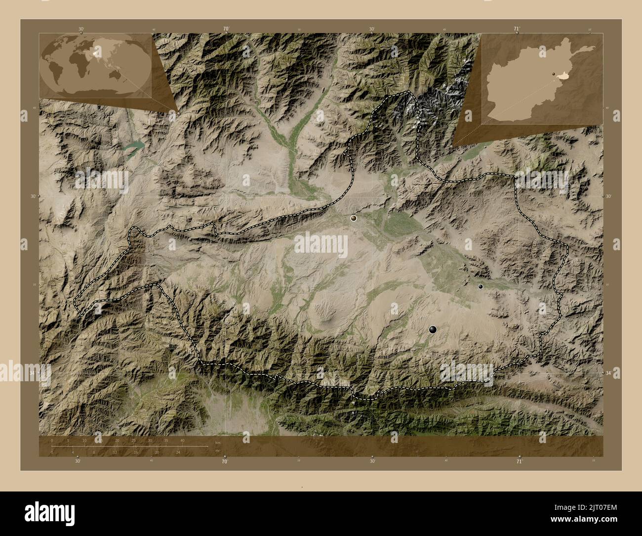Nangarhar, province of Afghanistan. Low resolution satellite map ...