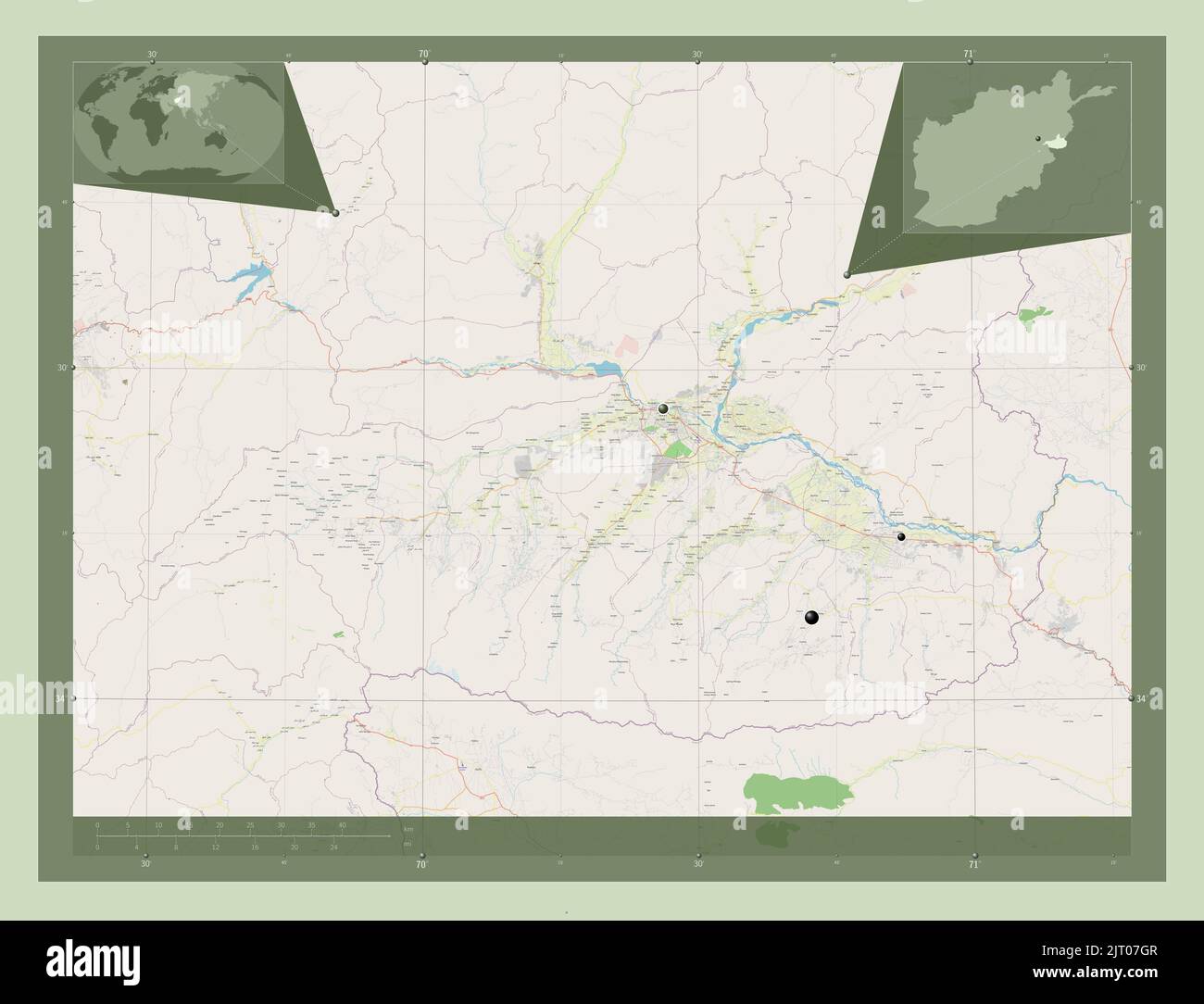 Nangarhar, province of Afghanistan. Open Street Map. Locations of major ...