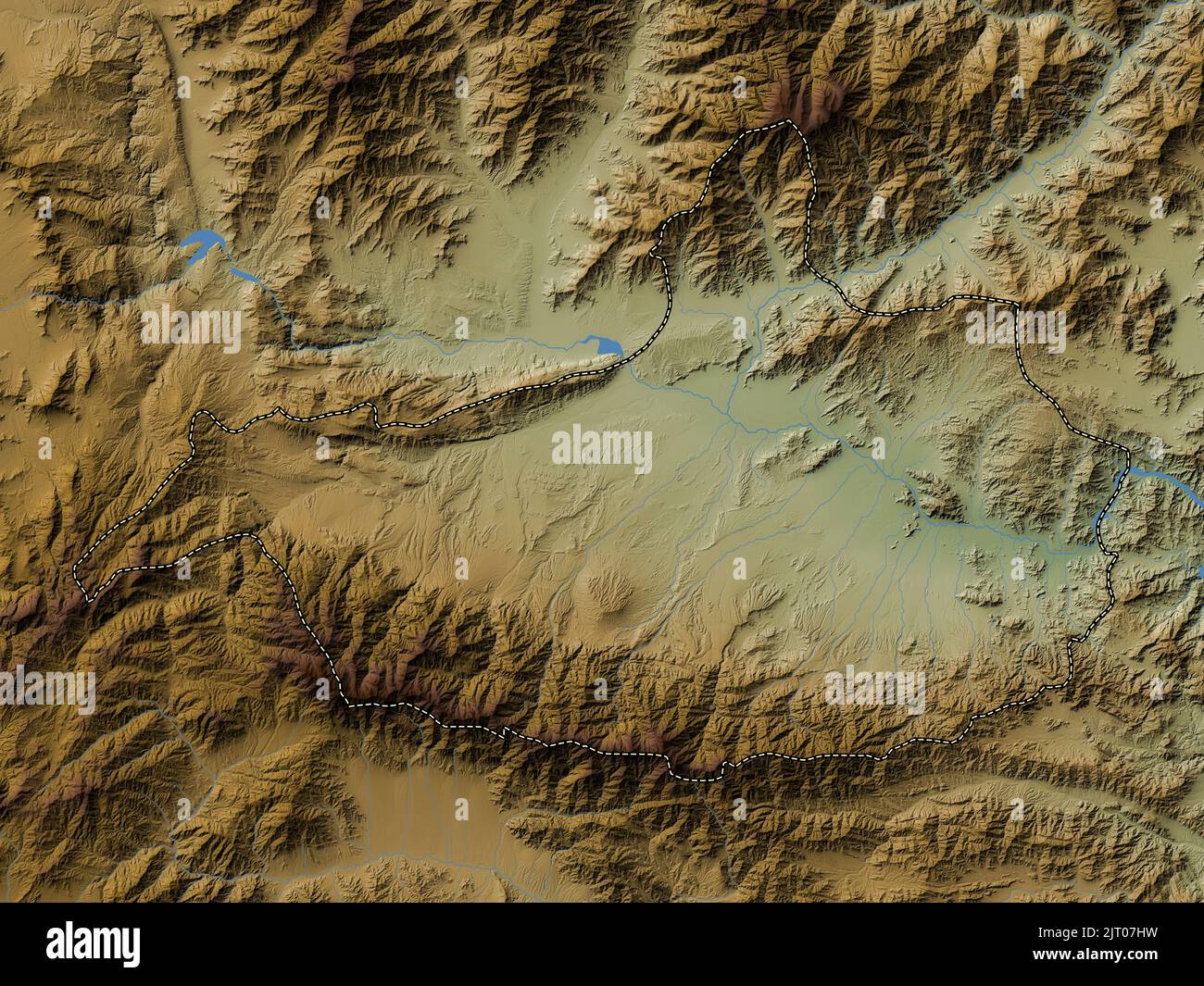 Nangarhar, province of Afghanistan. Colored elevation map with lakes ...