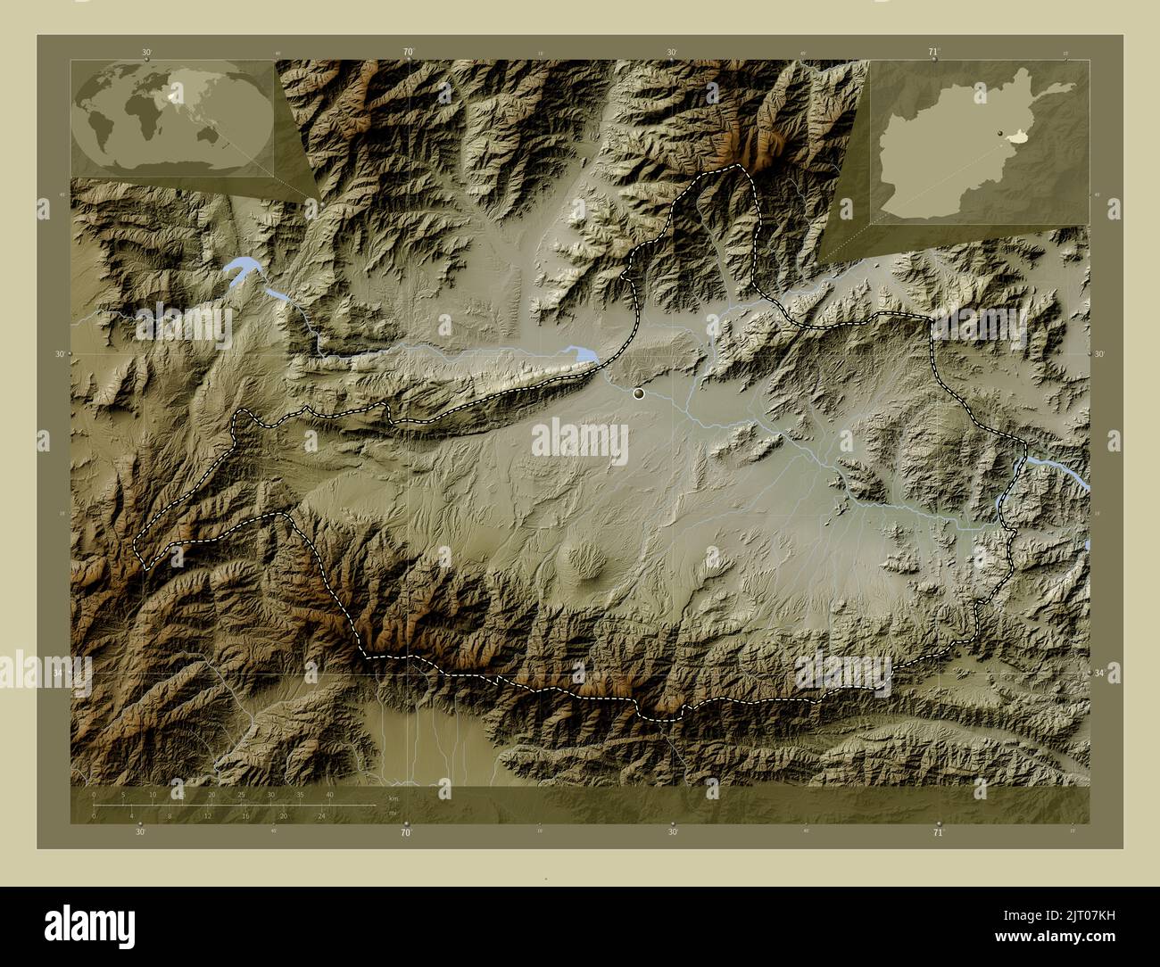 Nangarhar, province of Afghanistan. Elevation map colored in wiki style ...